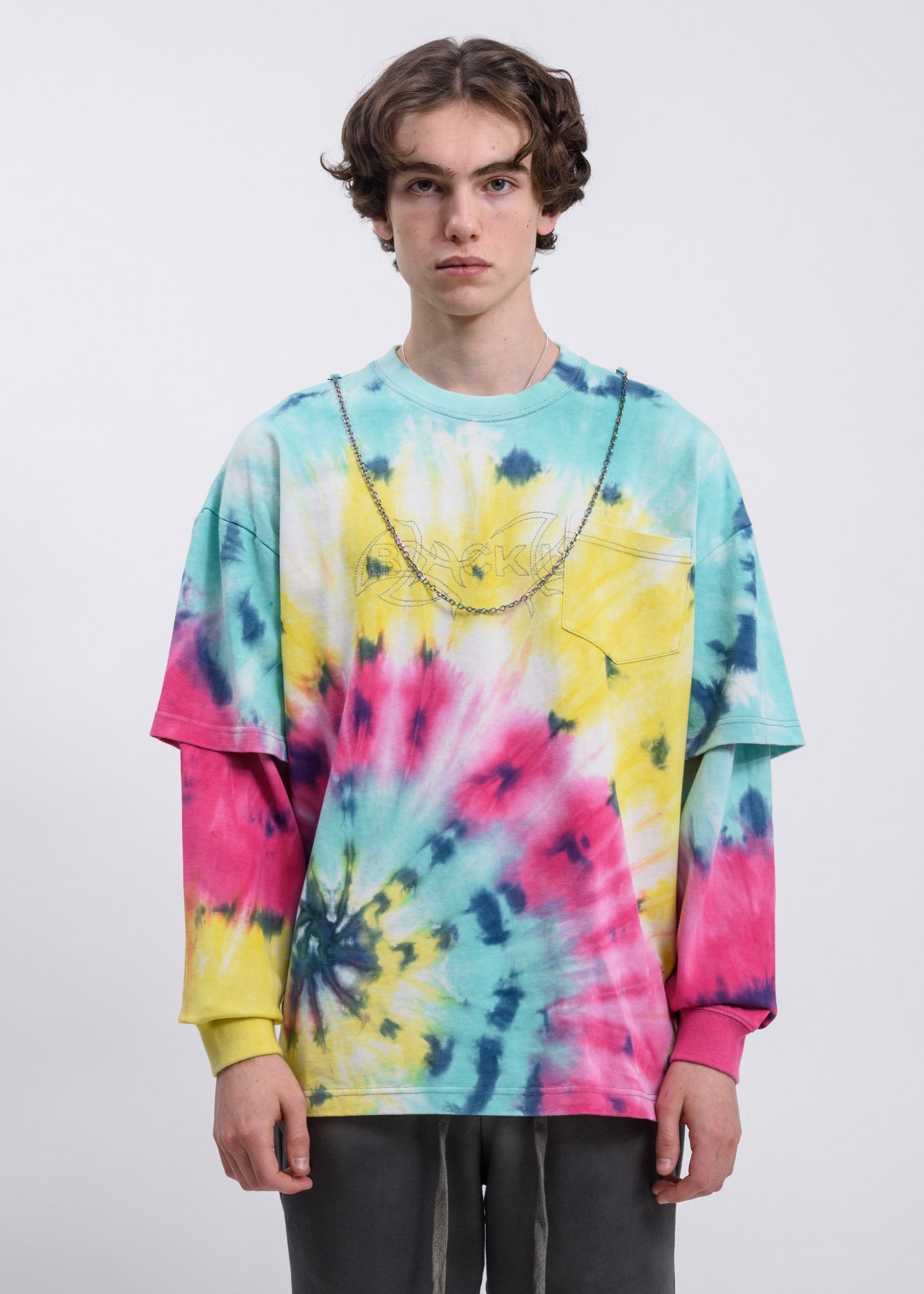 Black Lux Reflective Long Sleeve t-shirt - Blue Tie Dye | Garmentory