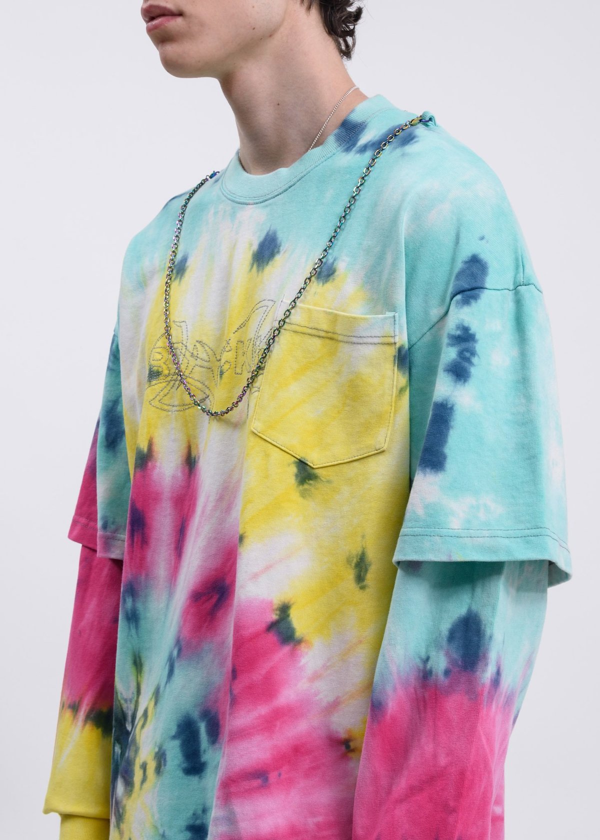 Black Lux Reflective Long Sleeve t-shirt - Blue Tie Dye | Garmentory