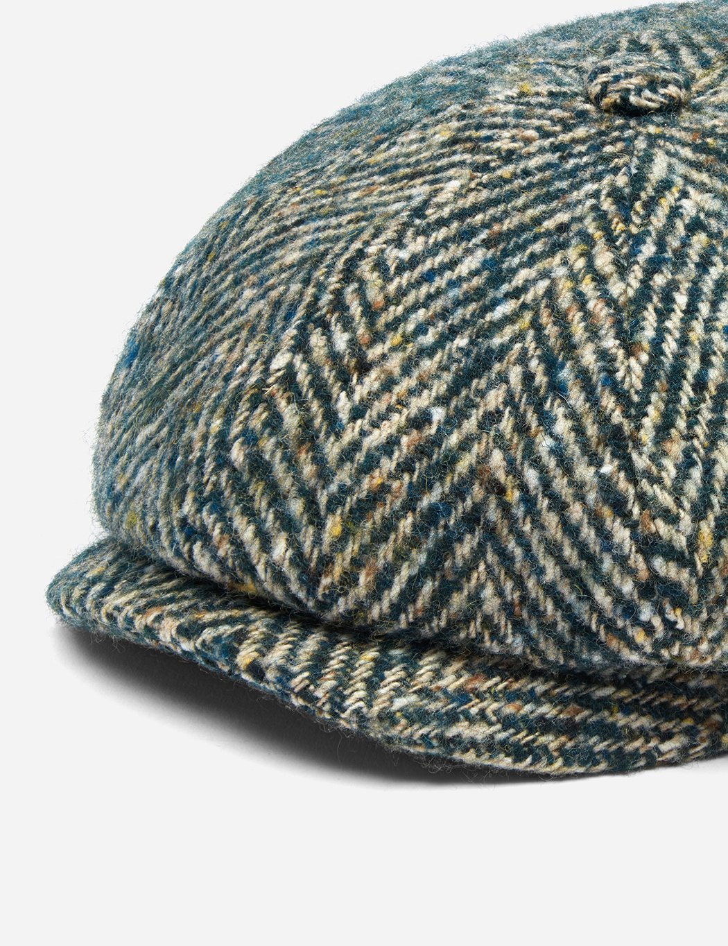 Stetson Hatteras Wool Herringbone Colour Neps Flat Cap - Green | Garmentory