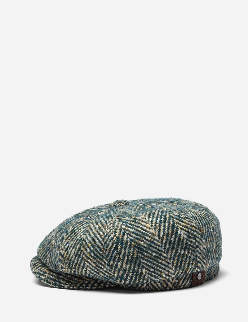 Stetson Hatteras Wool Herringbone Colour Neps Flat Cap - Green | Garmentory