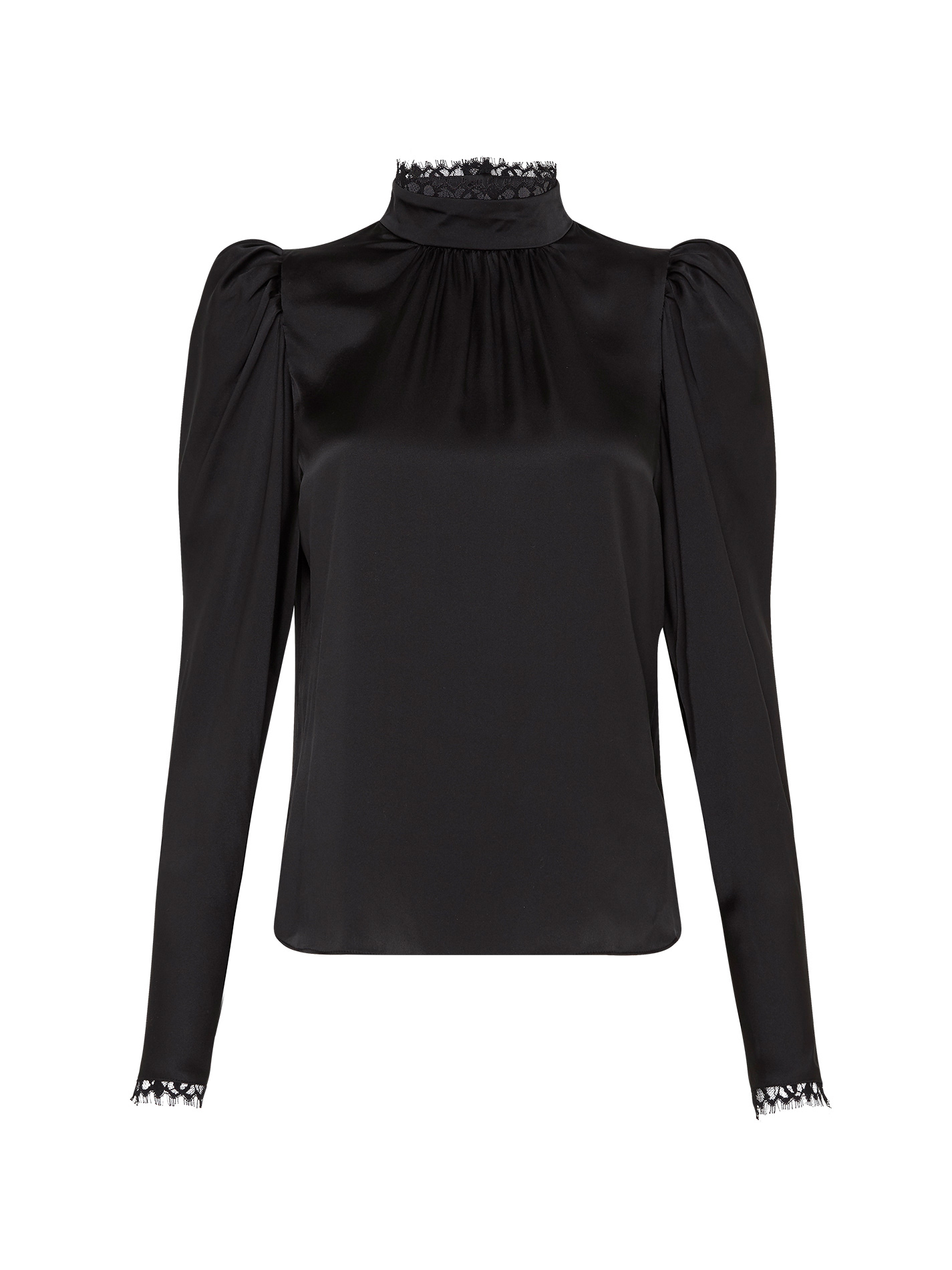 FRAME Denim Lace Cuff Top - Noir | Garmentory