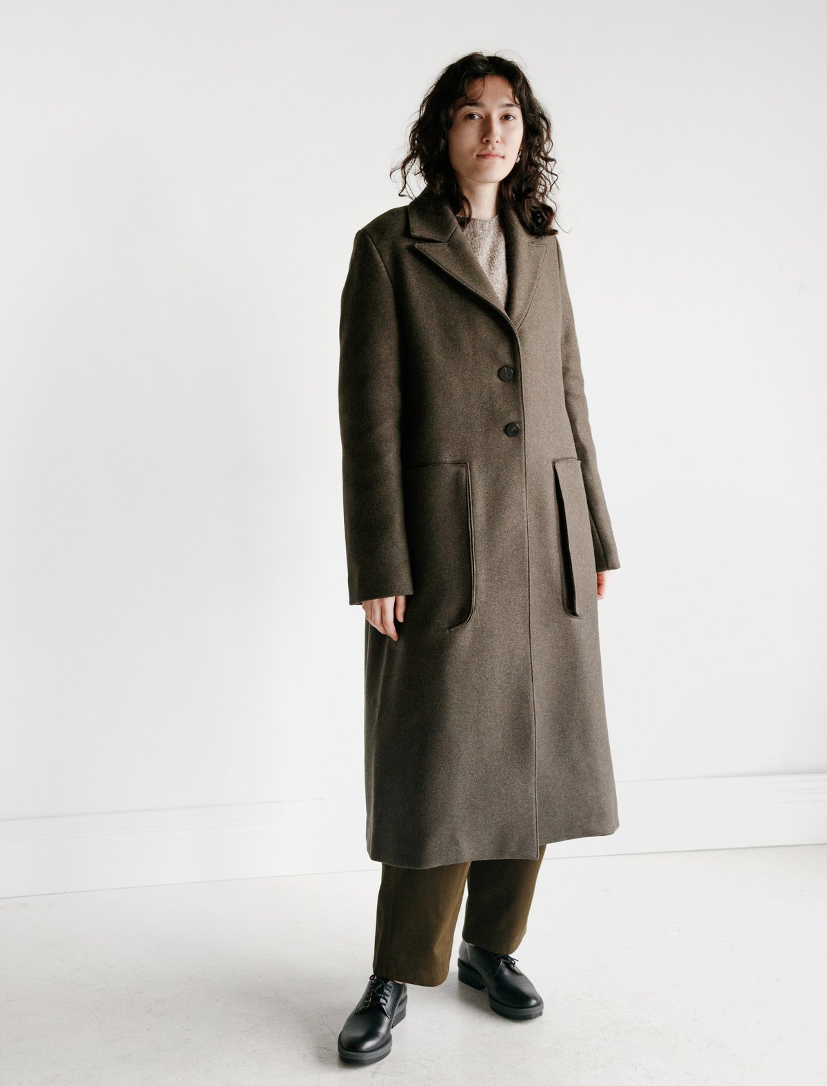 Studio Nicholson Ounce Double Faced Wool Coat - Forest | Garmentory