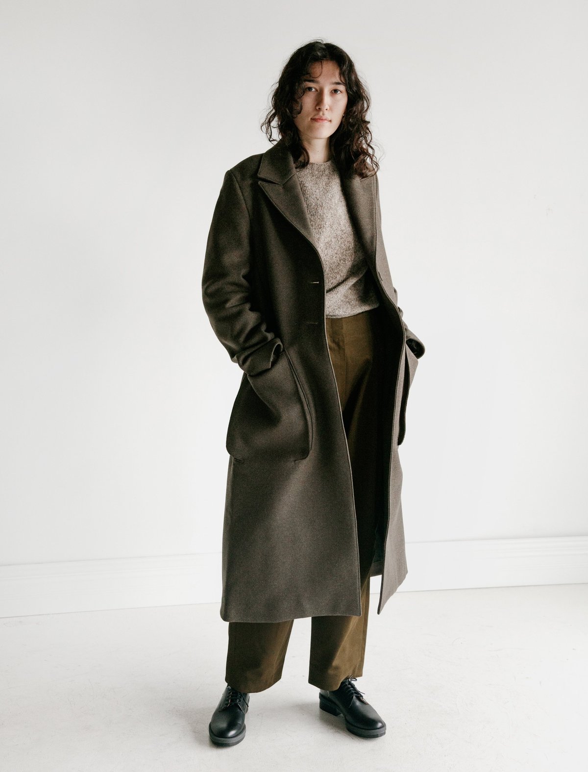 Studio Nicholson Ounce Double Faced Wool Coat - Forest | Garmentory