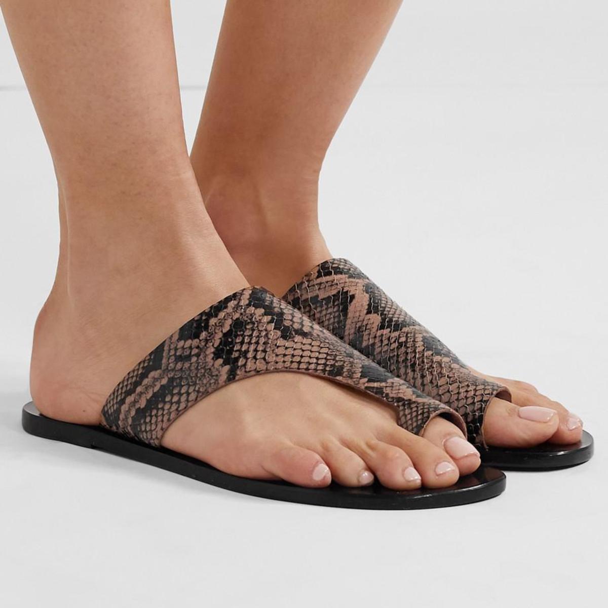 ATP Atelier Rosa Cutout Snake Effect Leather Sandals | Garmentory