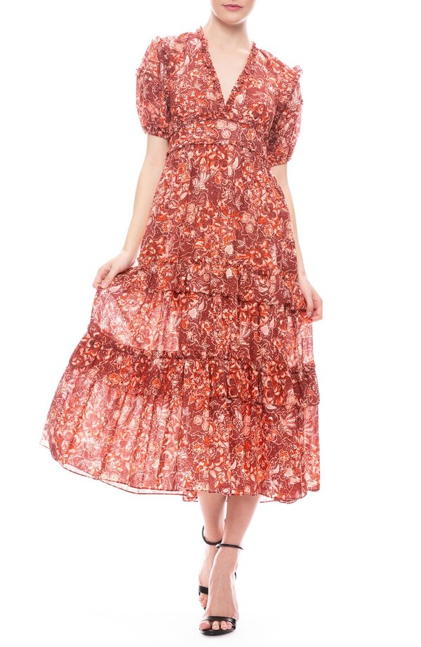 Ulla Johnson Amora Floral Maxi Dress - Coral | Garmentory
