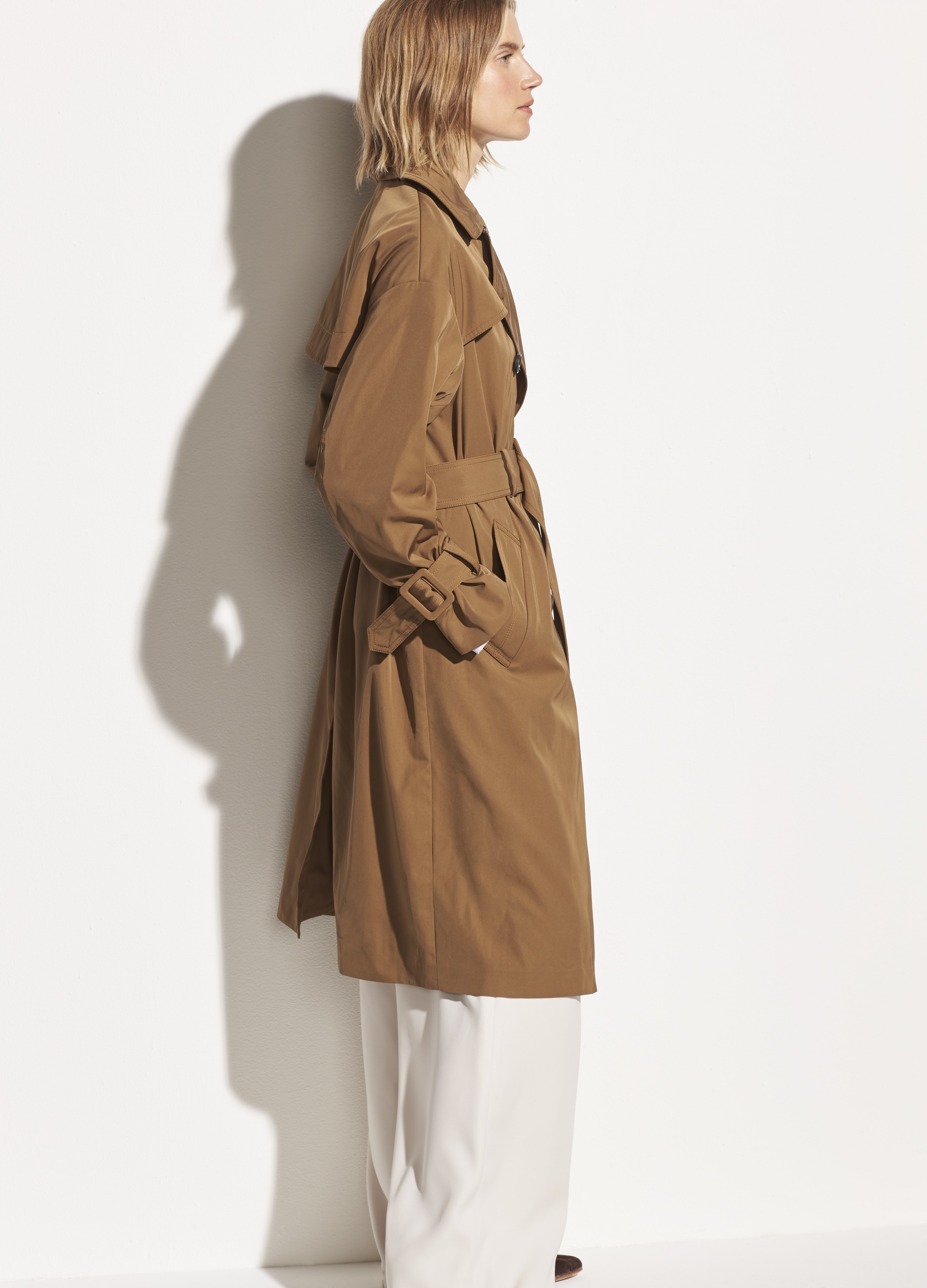 Vince Belted Trench Coat - Tapenade | Garmentory