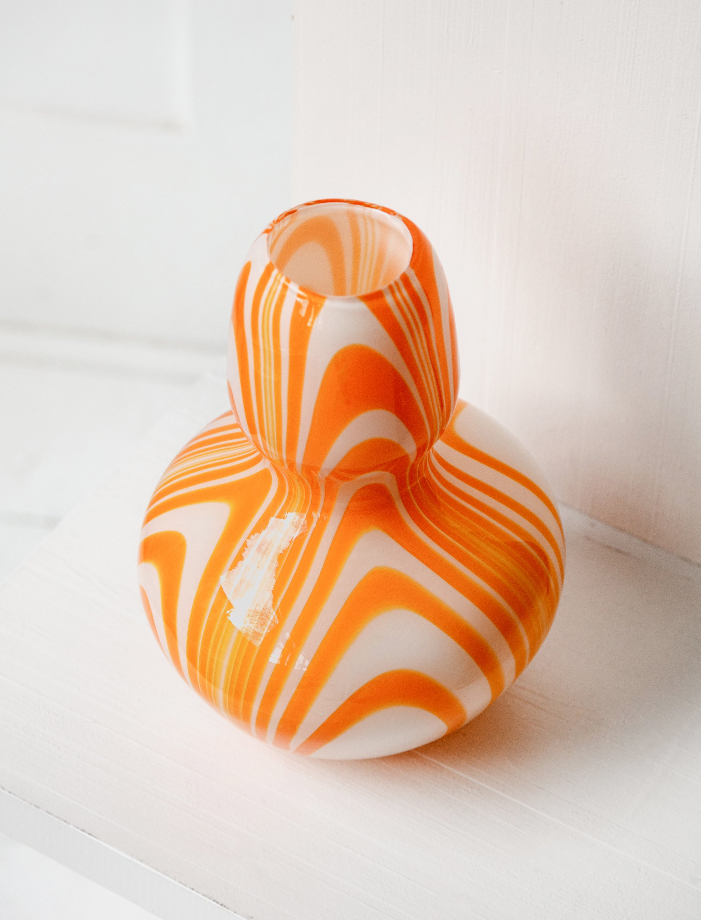 Vintage Swirl Glass Vase Orangewhite Garmentory