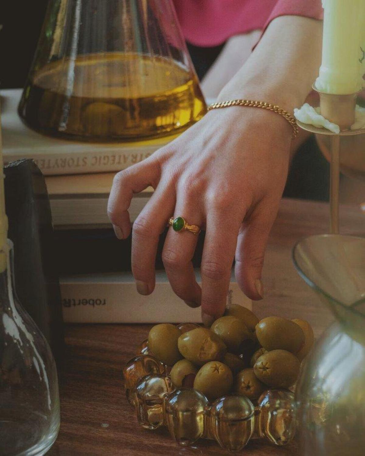 APSE ADORN Garner Jade Ring - Gold | Garmentory