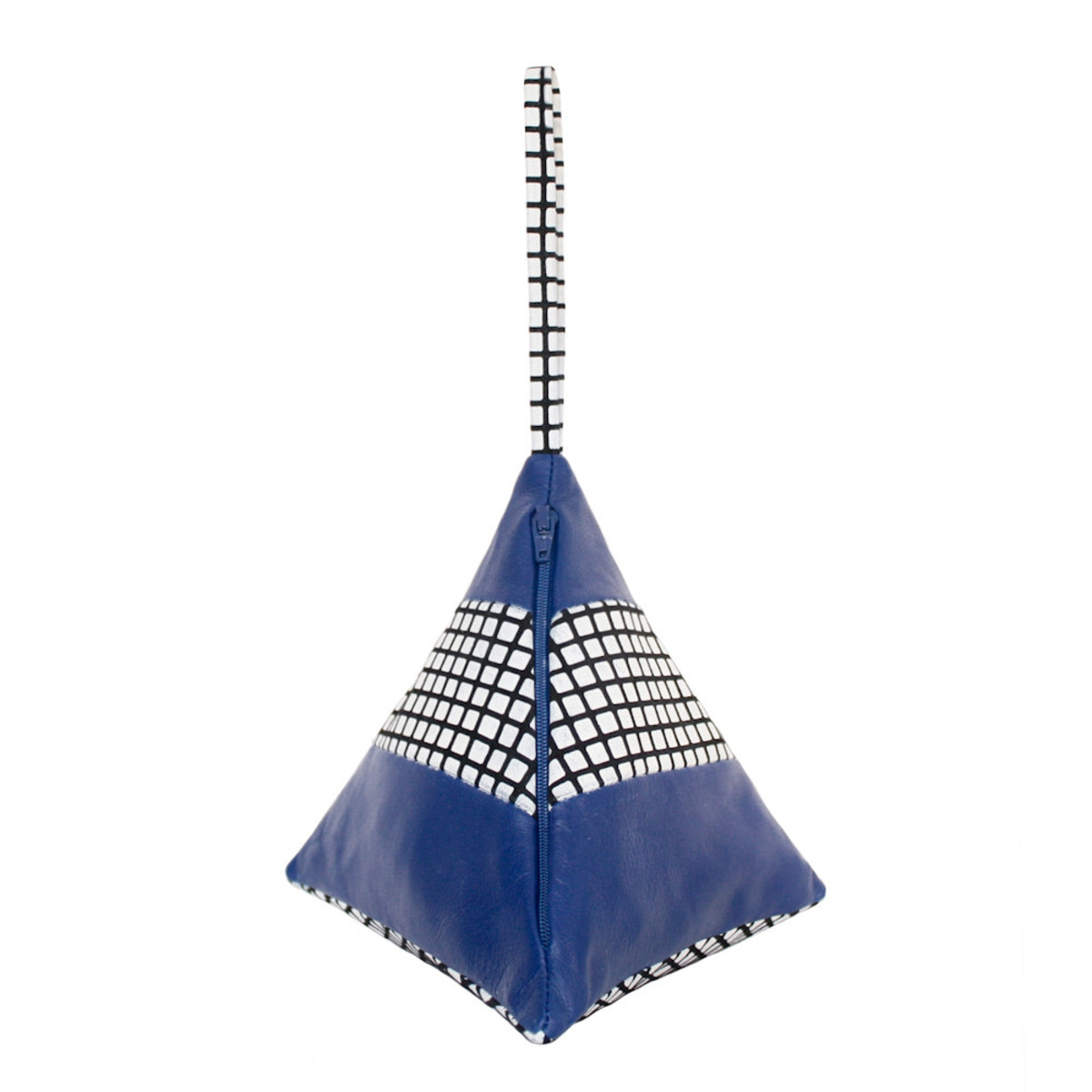 Striped Pyramid Bag in Blue Grid | Garmentory