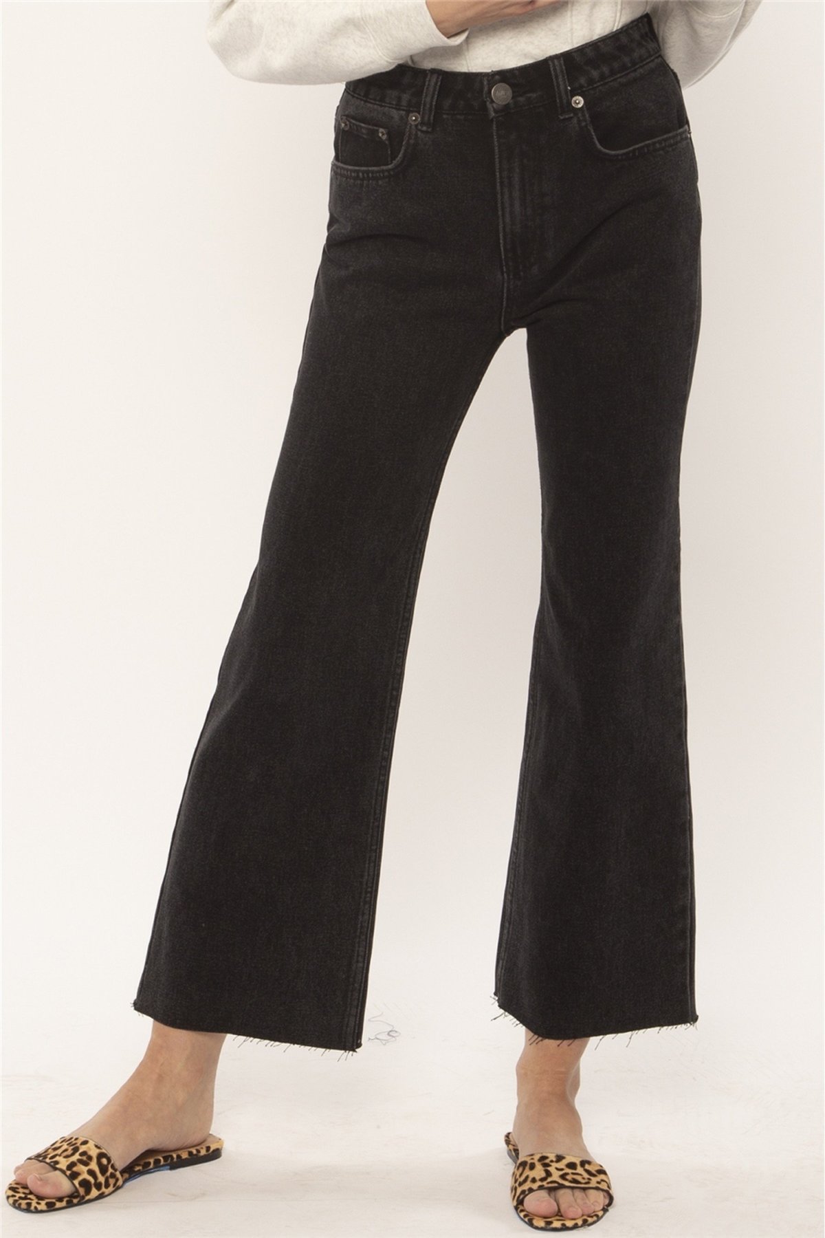 Amuse Society Gabi Crop Flare - Washed Black | Garmentory