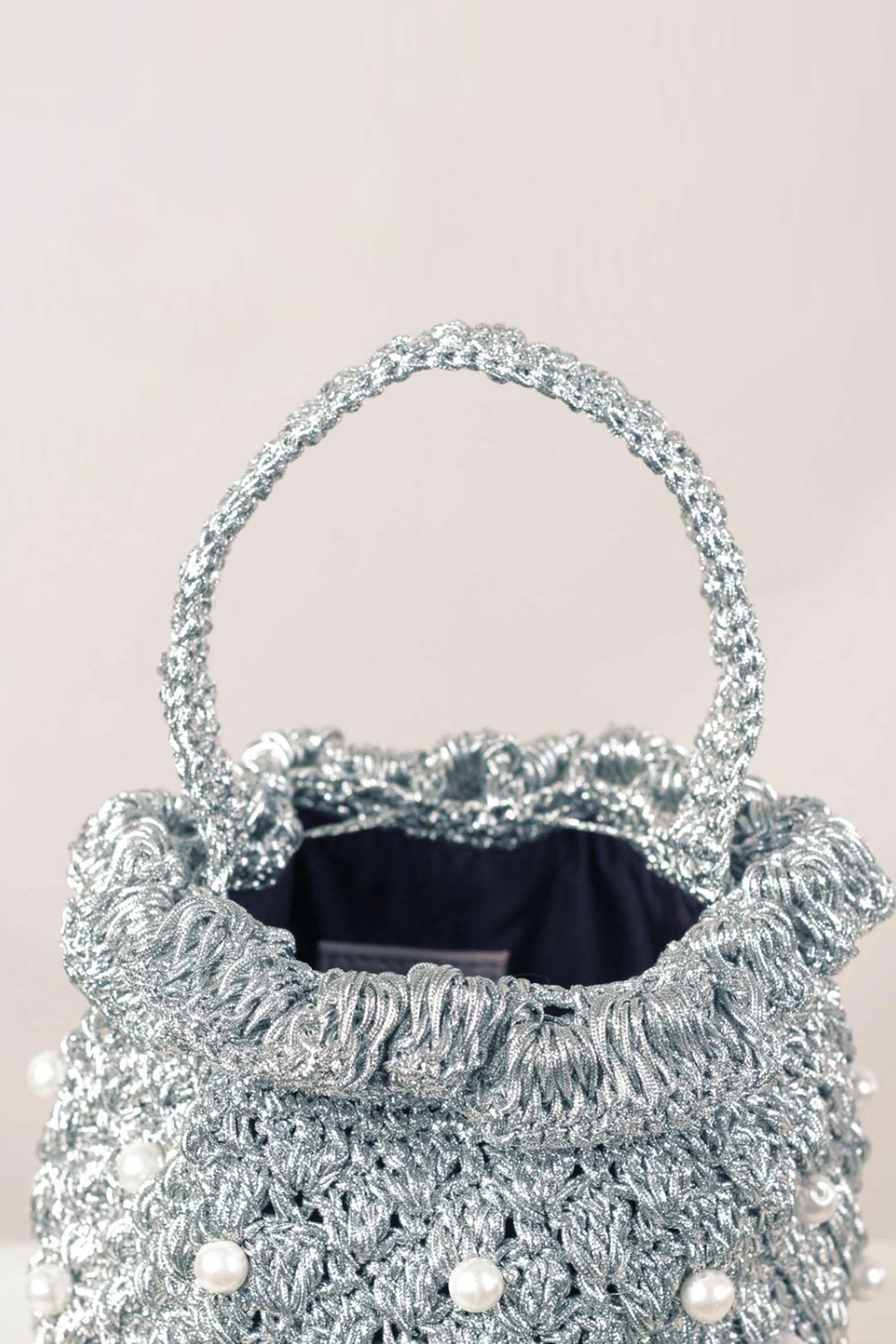 Suryo Bucket of Pearls Bag - Silver | Garmentory