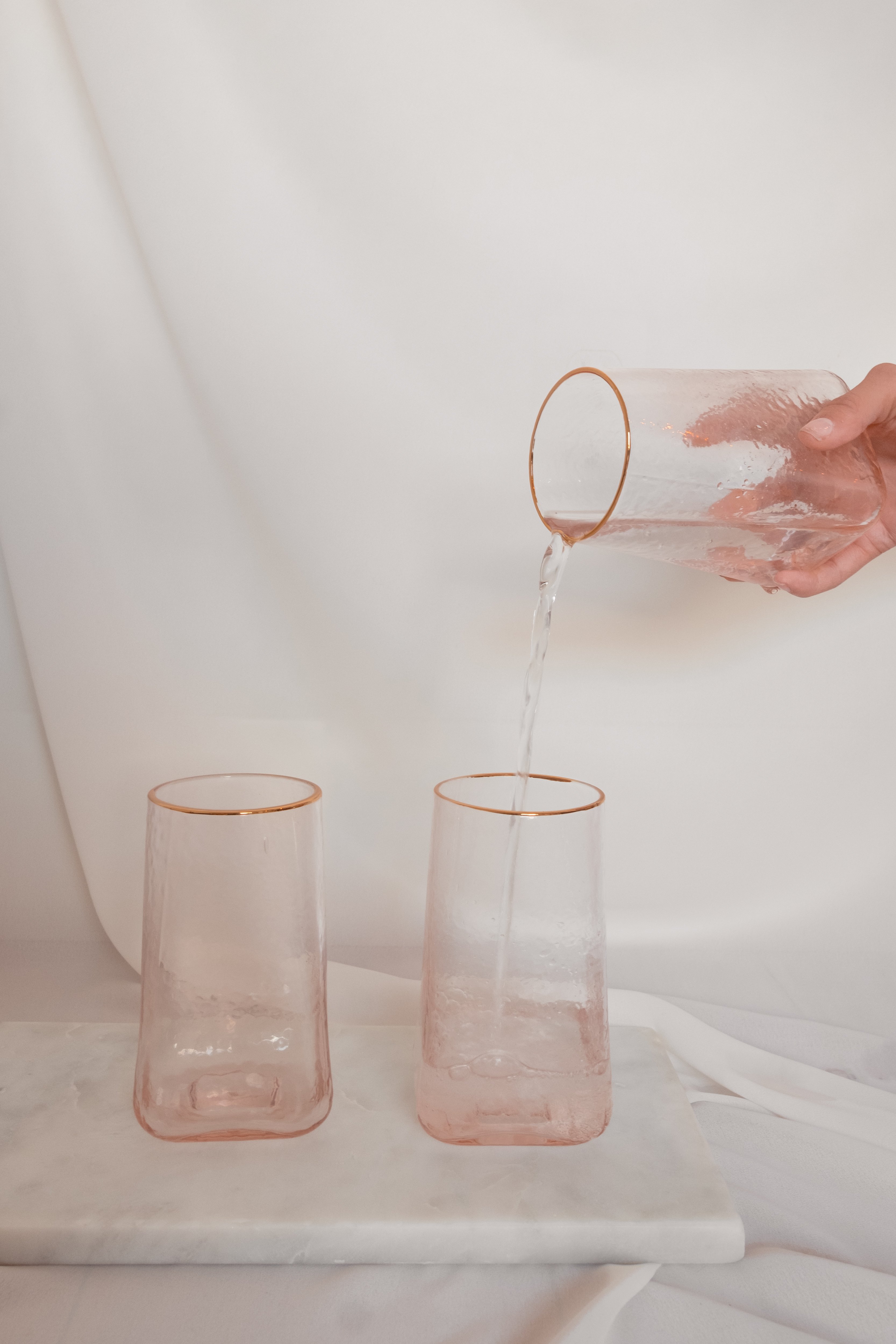 BETWEEN TEN Set of 6 Large Glassware - Rose Pink | Garmentory