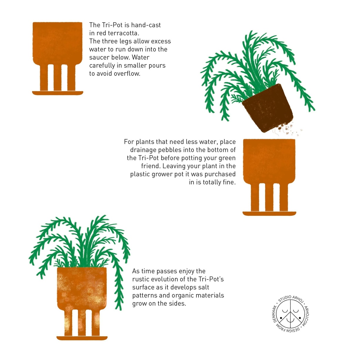 Studio Arhoj Tri Pot Small - Terracotta | Garmentory