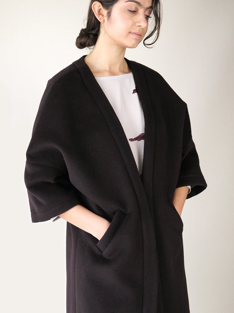 erica tanov clyde coat - paen black | Garmentory