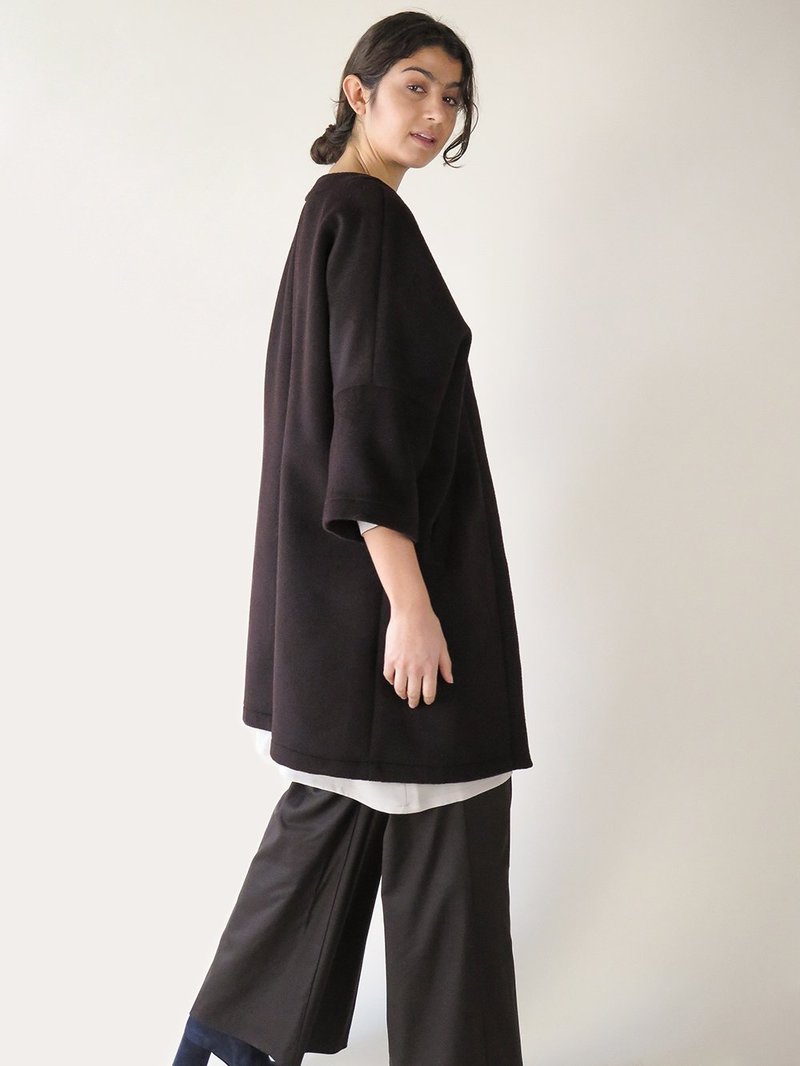 erica tanov clyde coat - paen black | Garmentory