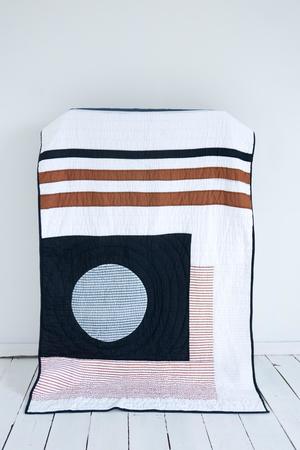 Karu Block Print Patchwork Quilt - Midnight/Rust | Garmentory