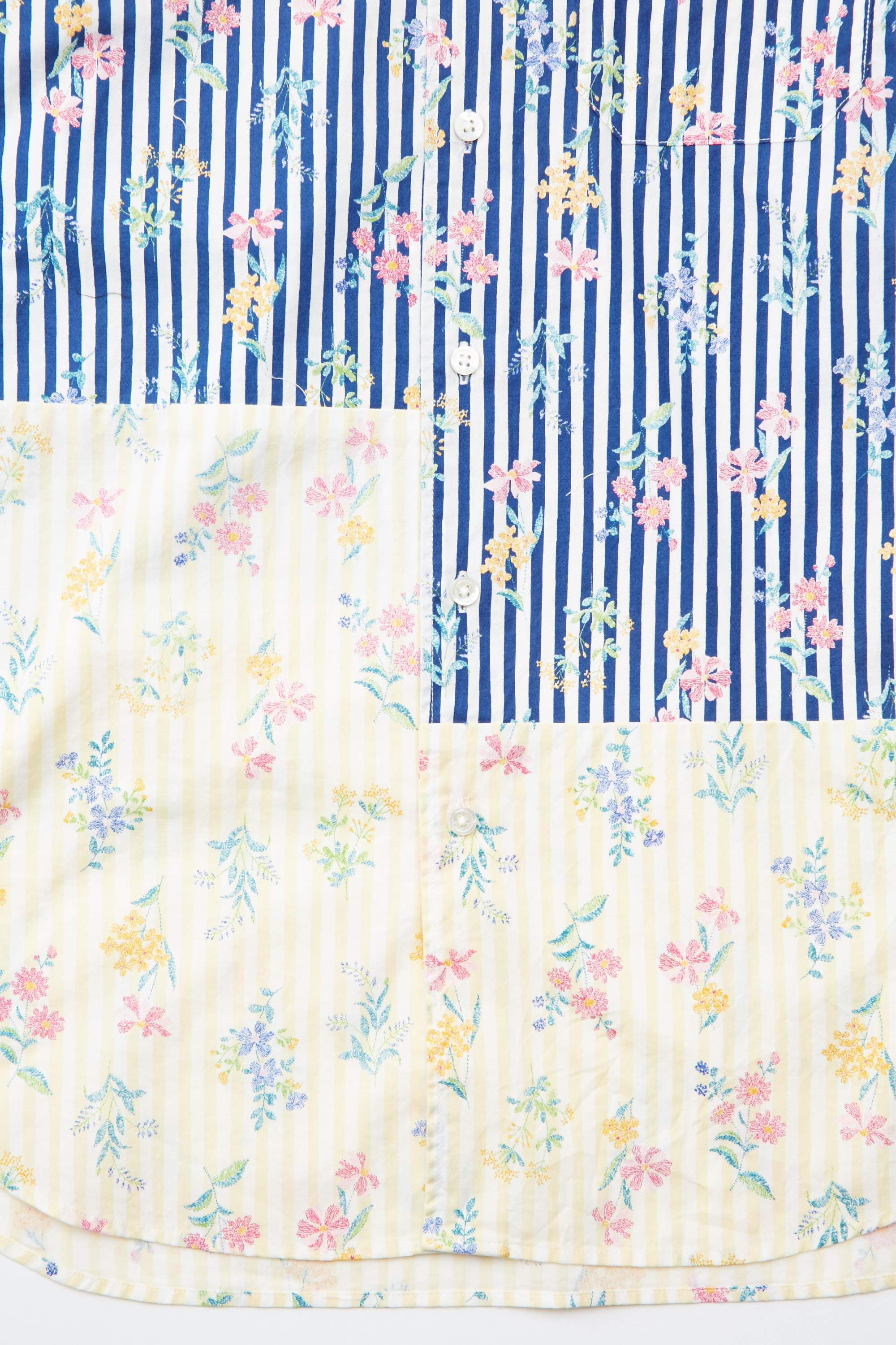 Engineered Garments Spread Collar Cotton Shirt - Navy Floral Stripe ...