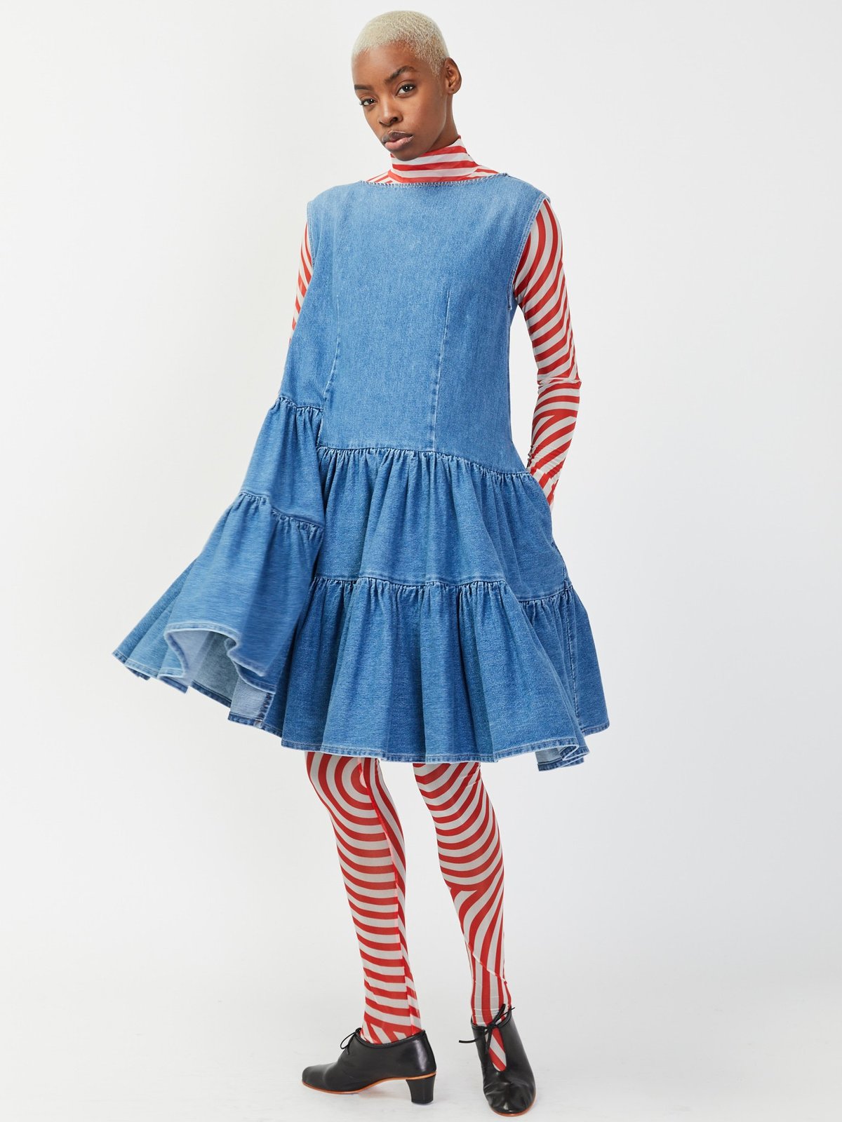 MM6 Maison Margiela Tiered Denim Dress | Garmentory