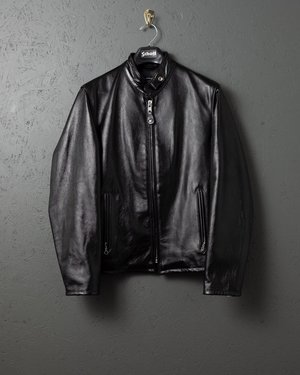 Schott Cafe Racer Leather Jacket - Black | Garmentory
