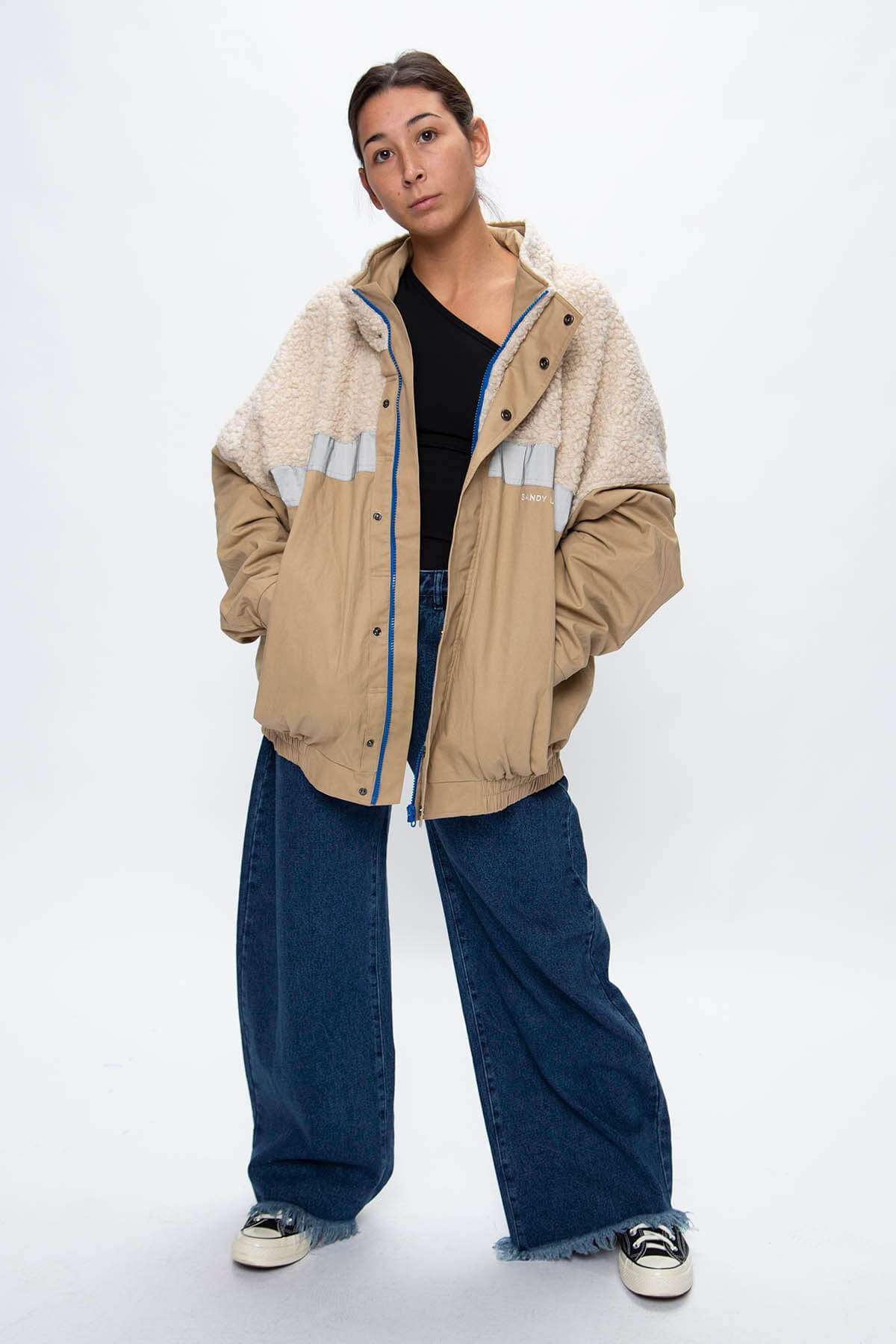 Sandy Liang Essos Jacket - Khaki/Cream | Garmentory