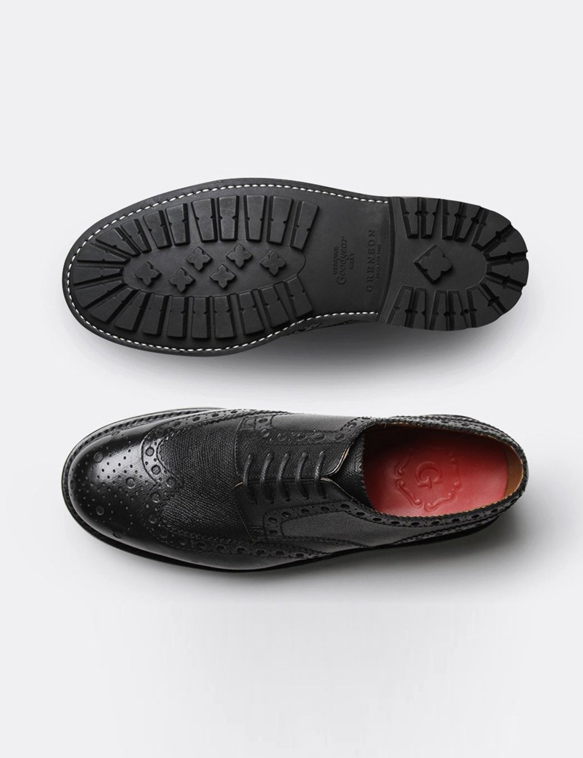 Grenson Archie Commando Sole Brogue Shoes - Black | Garmentory