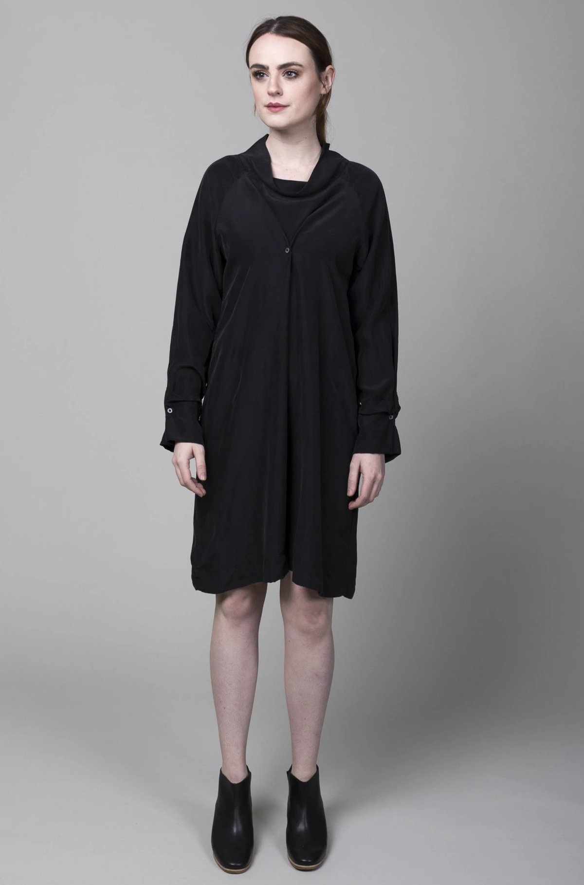 Pipsqueak Chapeau Pinch Dress Heavy Silk - Black | Garmentory