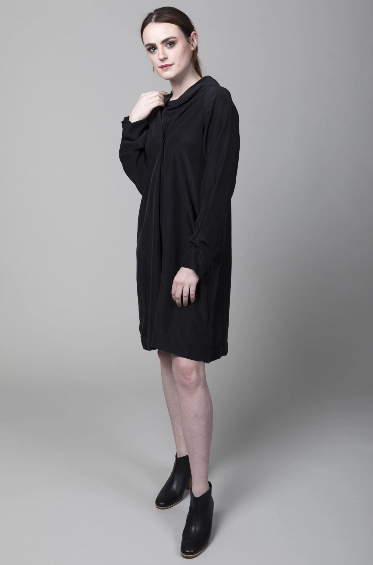 Pipsqueak Chapeau Pinch Dress Heavy Silk - Black | Garmentory