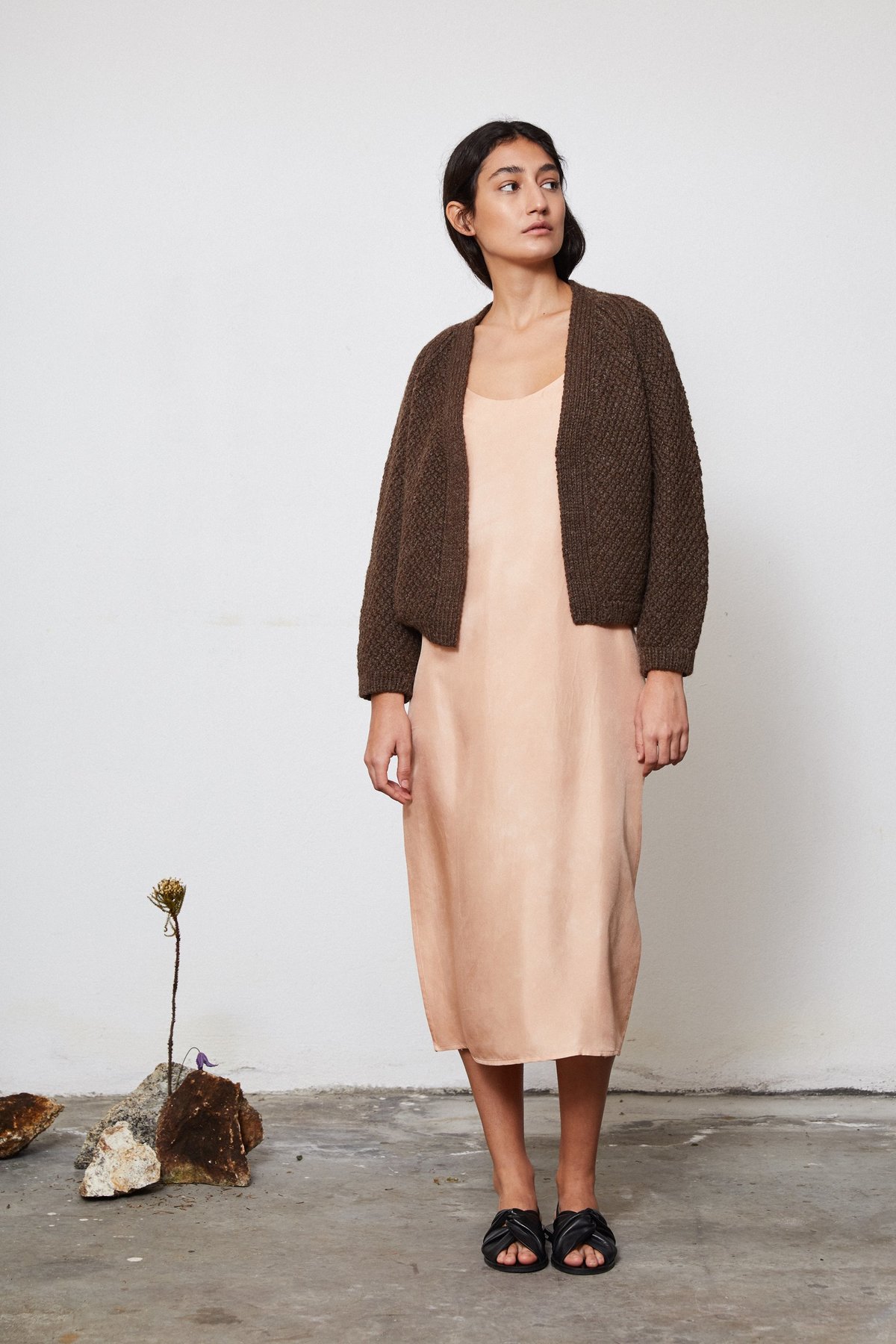 Ound Hand Knitted Sauco Wool Cardigan - Earth | Garmentory