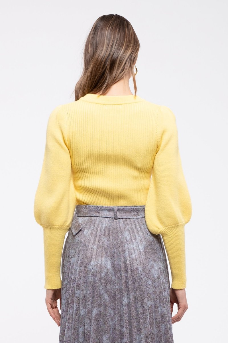 Moon River Puff Sleeve Sweater - Yellow | Garmentory
