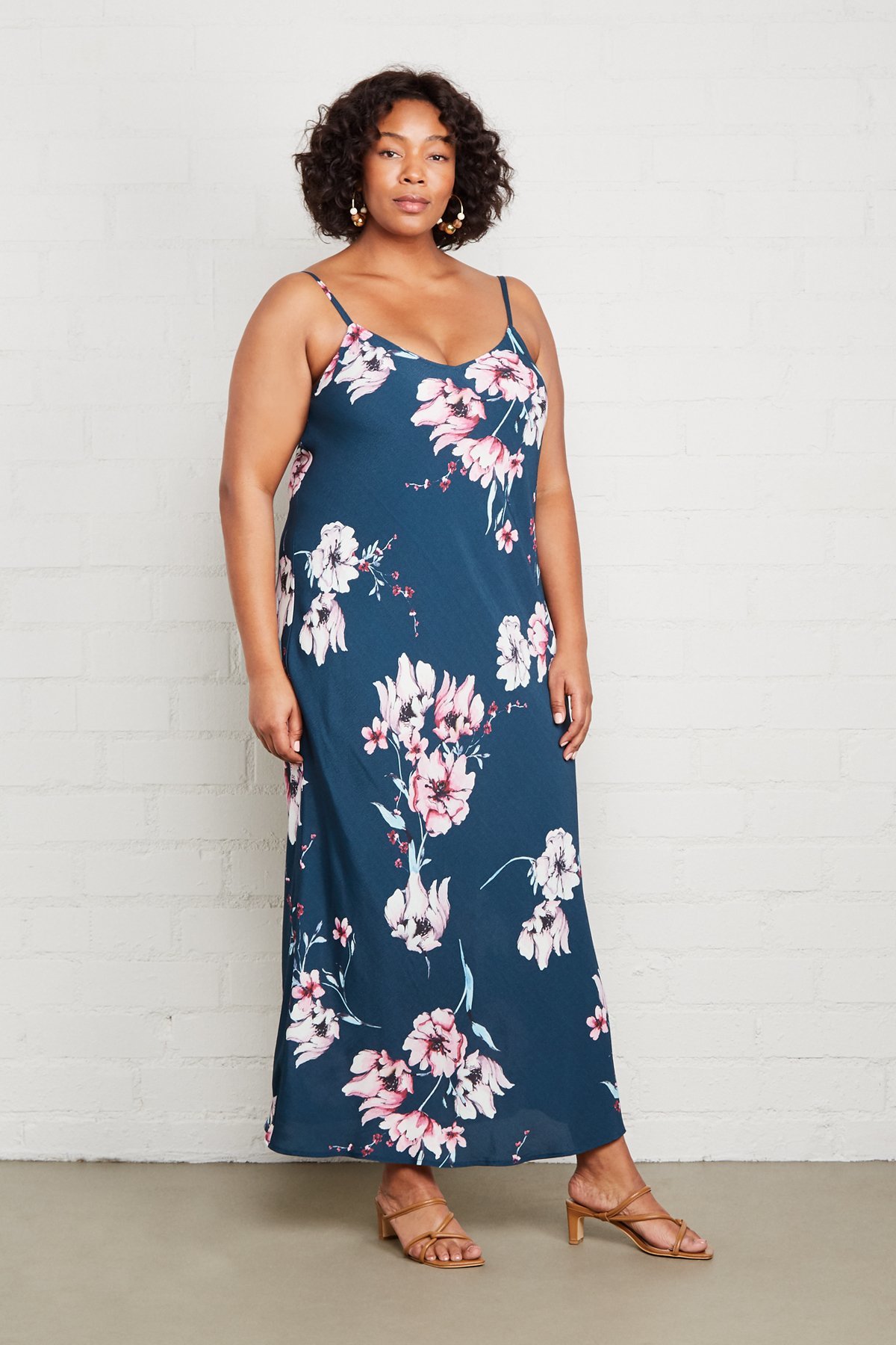Rachel Pally White Label Crepe Bia Plus Size Slip Dress - Teal Blossom ...