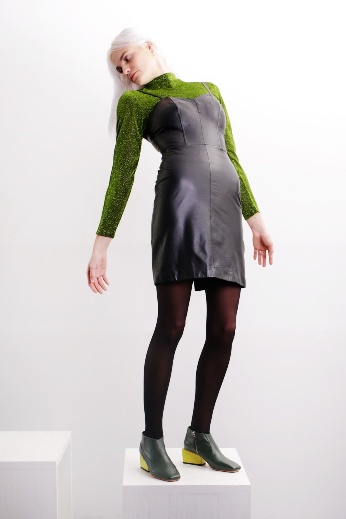 vintage Kurt Lyle Singles Leather Dress - black | Garmentory