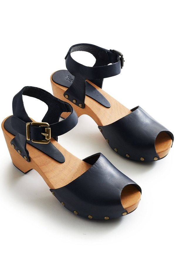 lisa b. Peep Toe Clogs - Dark Navy | Garmentory