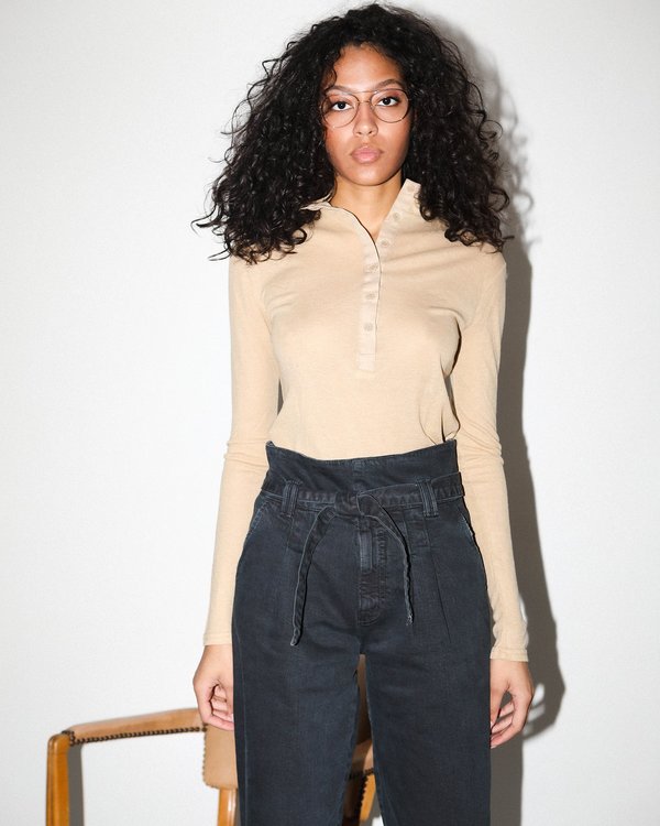 Hemine Wool Jersey Henley Top | Garmentory