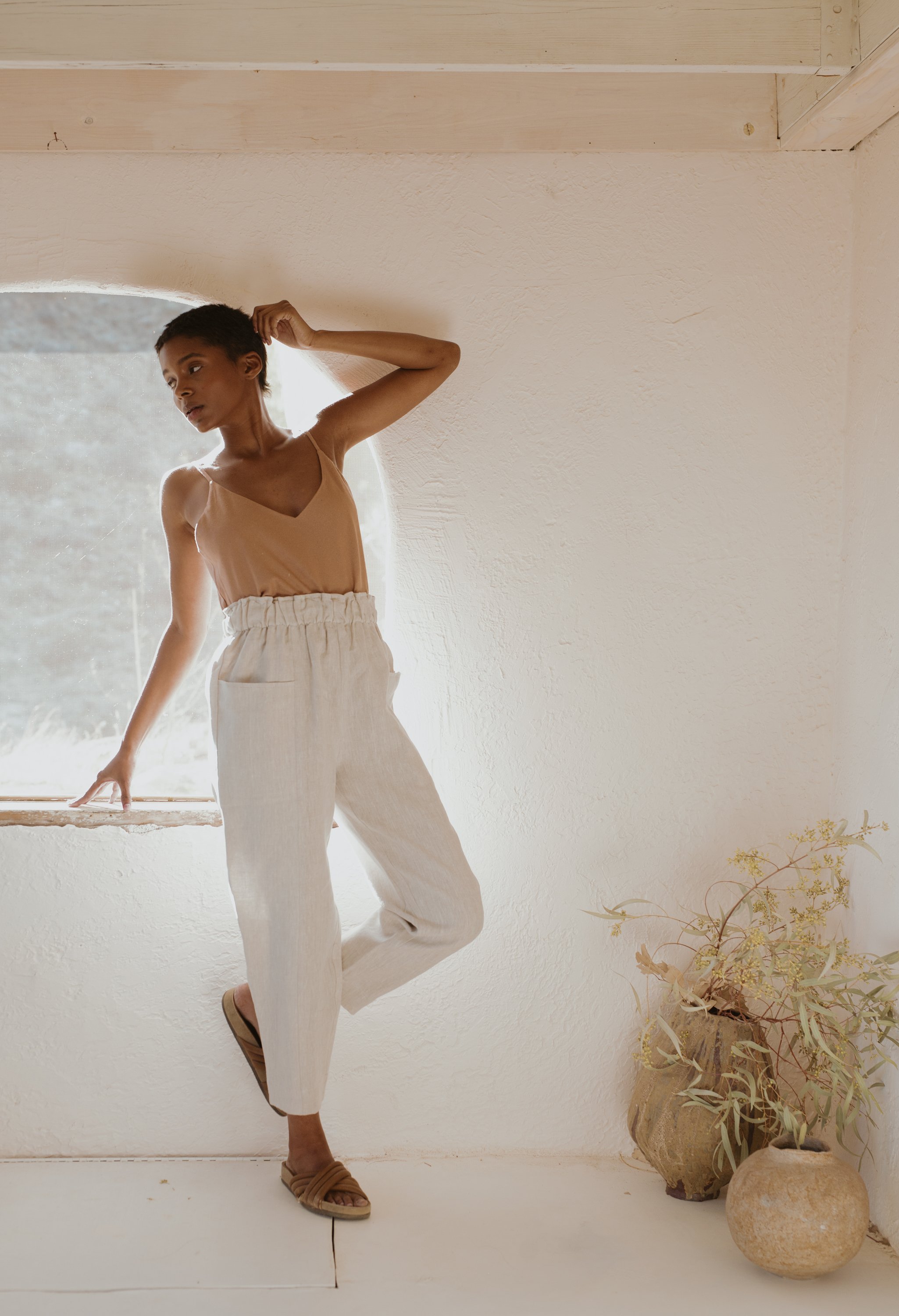 Ozma Utility Heavy Laundered Linen Pant - Oatmeal | Garmentory