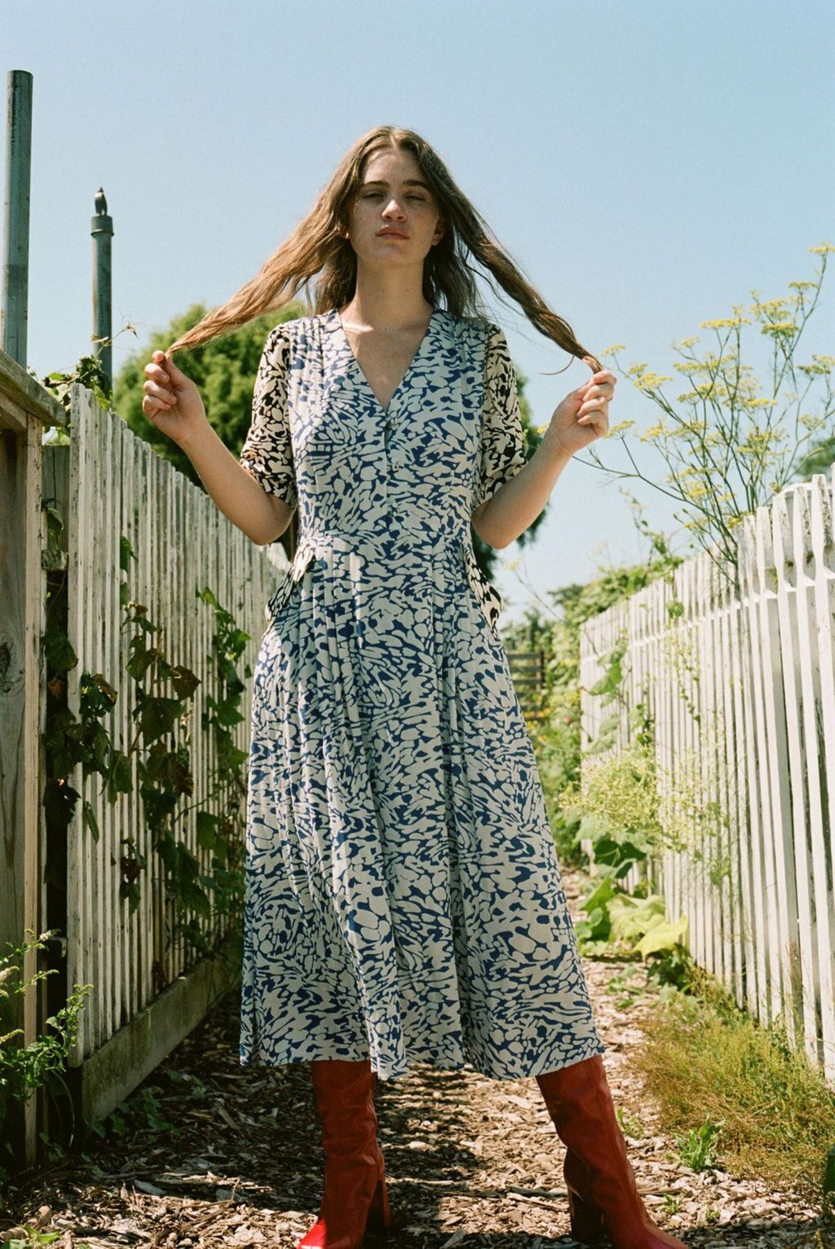 Wray Hockney Dress - Graphic Blue Animal Combo | Garmentory