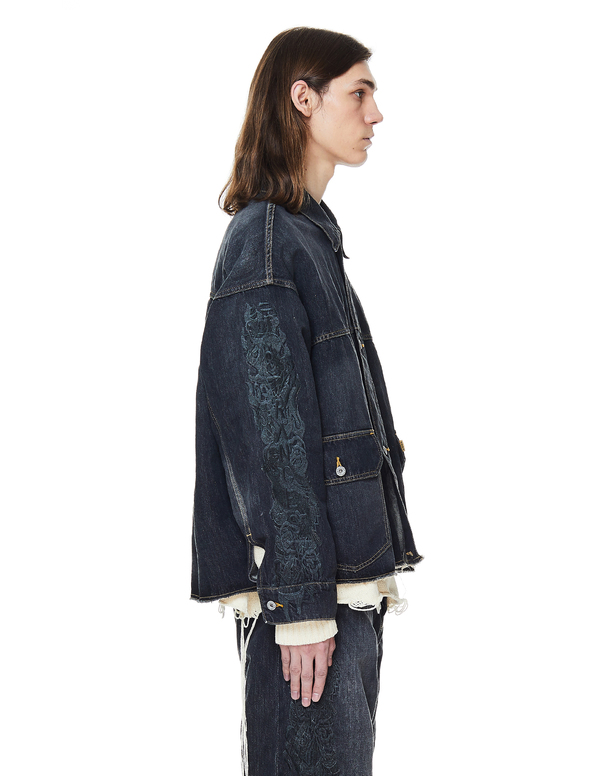 Doublet Embroidered Denim Jacket - Grey | Garmentory