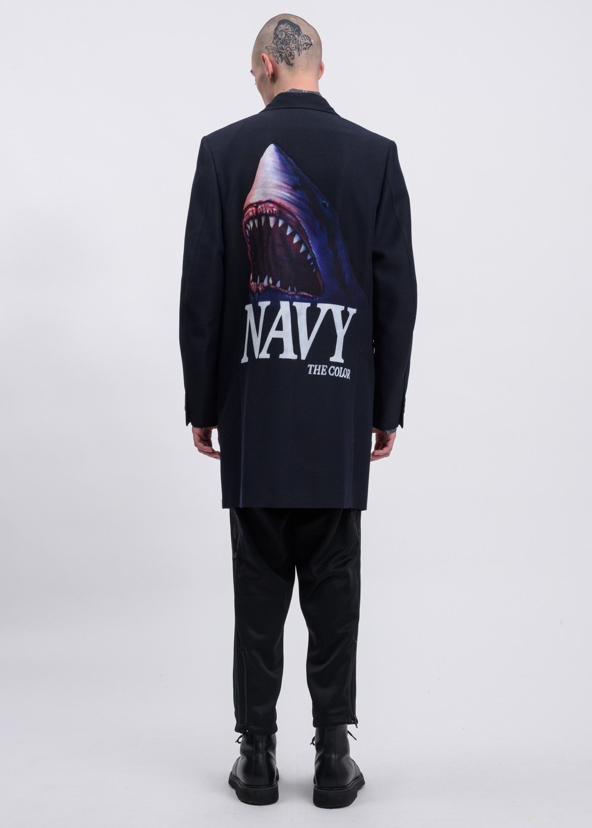 Doublet Pe/W Hand-Painted Long Tailored Jacket - Navy | Garmentory