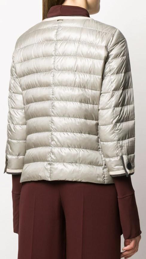 Herno Classic Grosgrain Trim Down Jacket - Shiny Taupe | Garmentory
