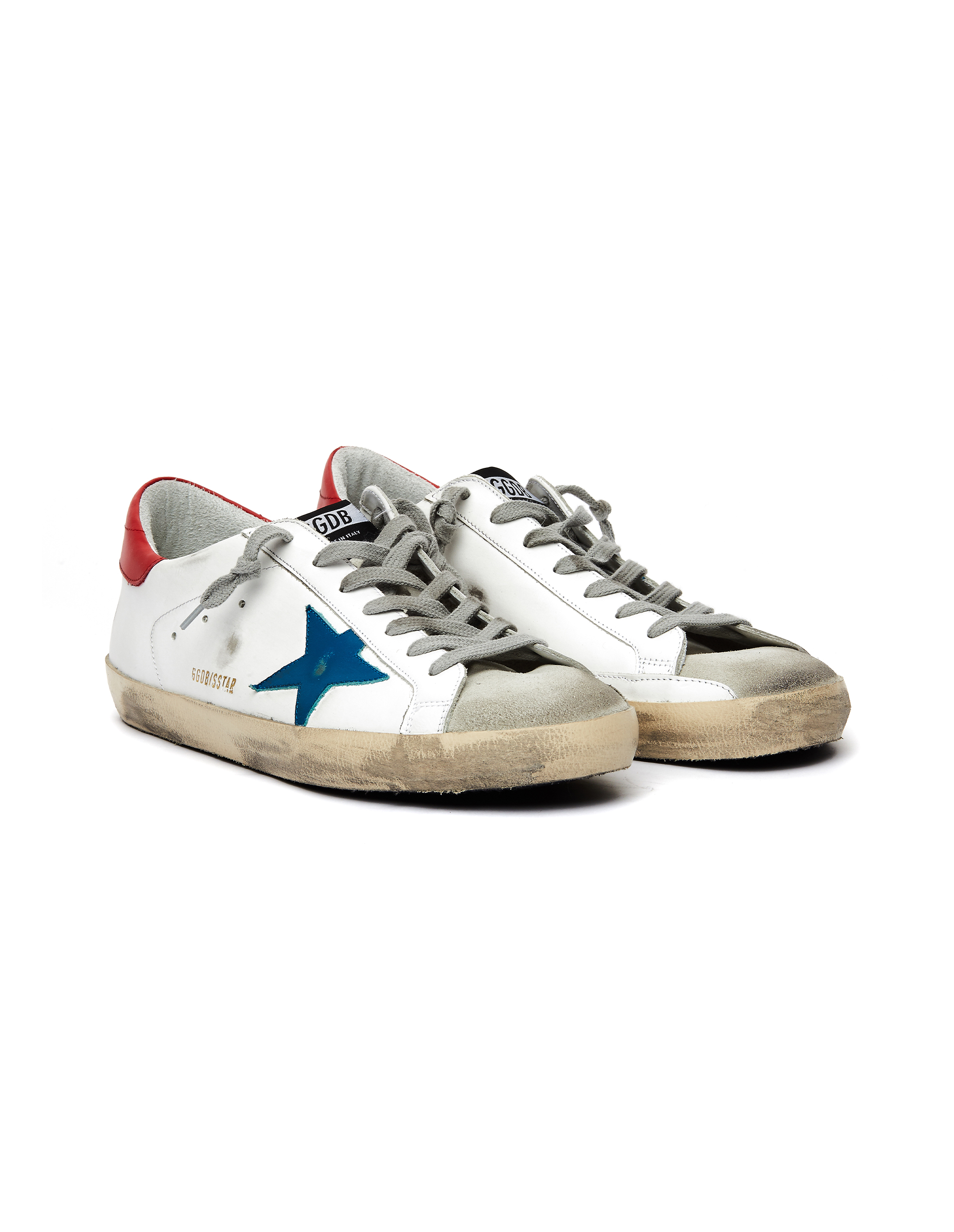 Golden Goose Superstar Sneakers With Red Tab & Blue Star | Garmentory