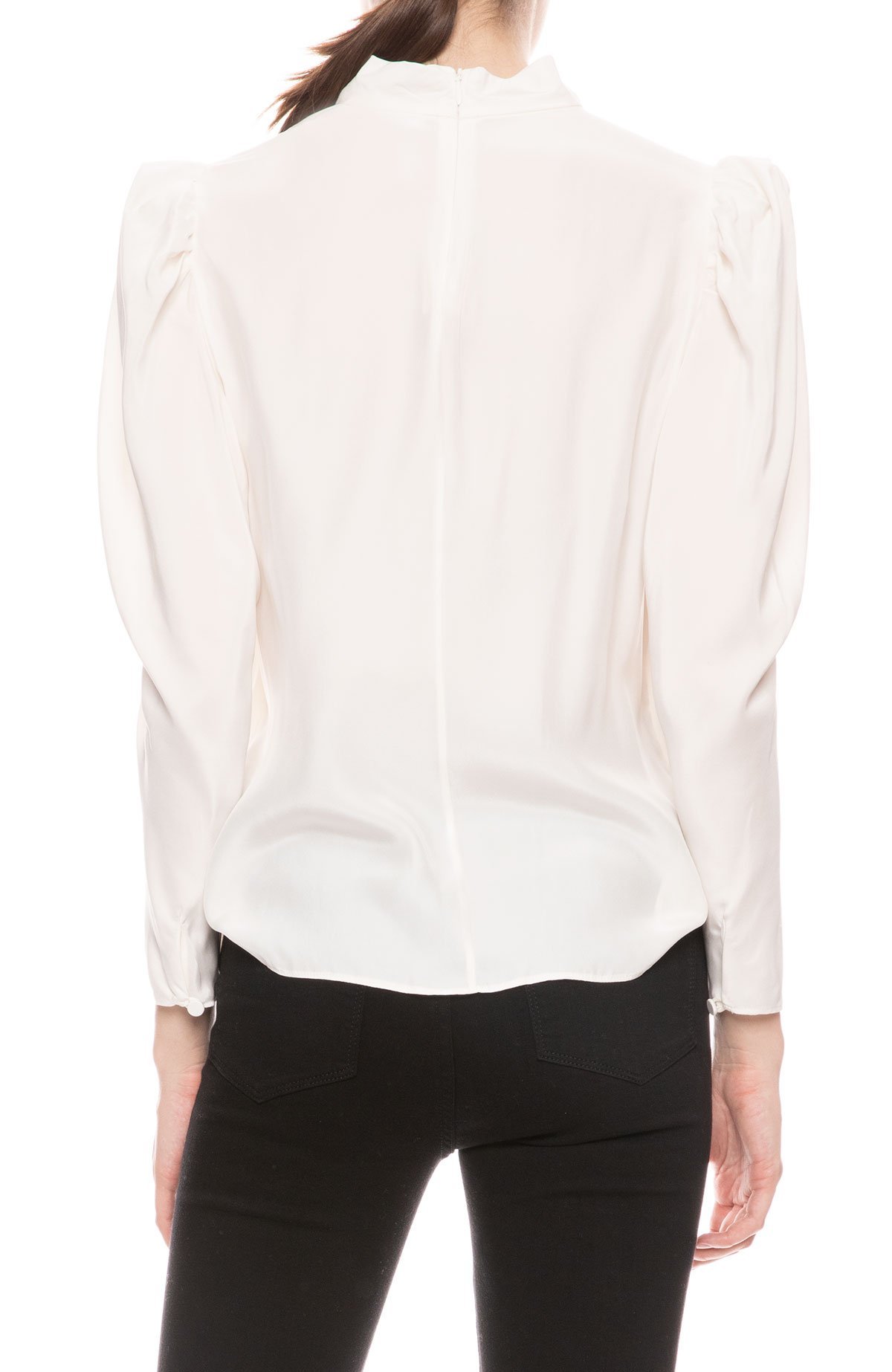 FRAME Denim Safari Silk Drape Top - Off White | Garmentory