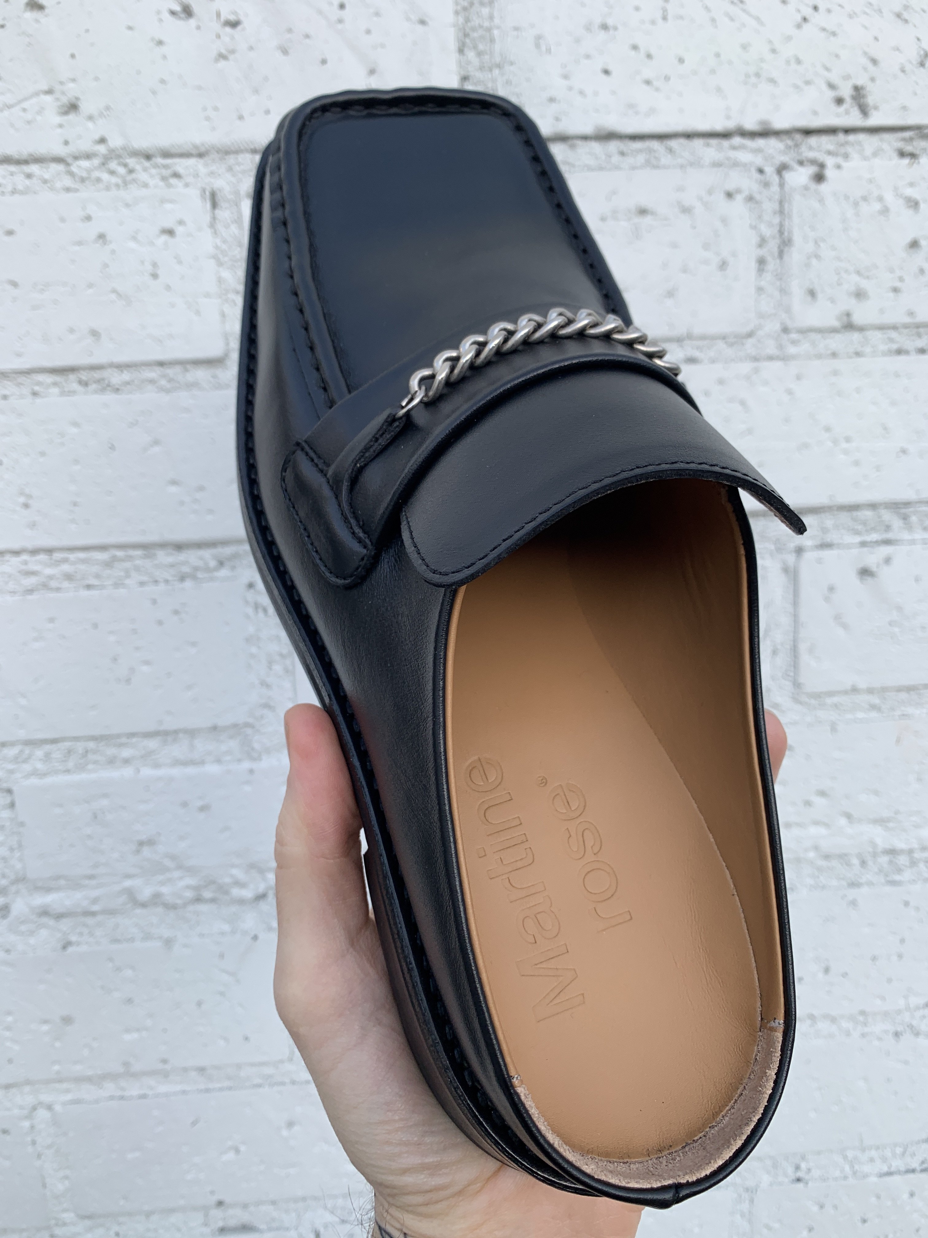 Martine Rose Square Toe Loafer Mule - Black | Garmentory