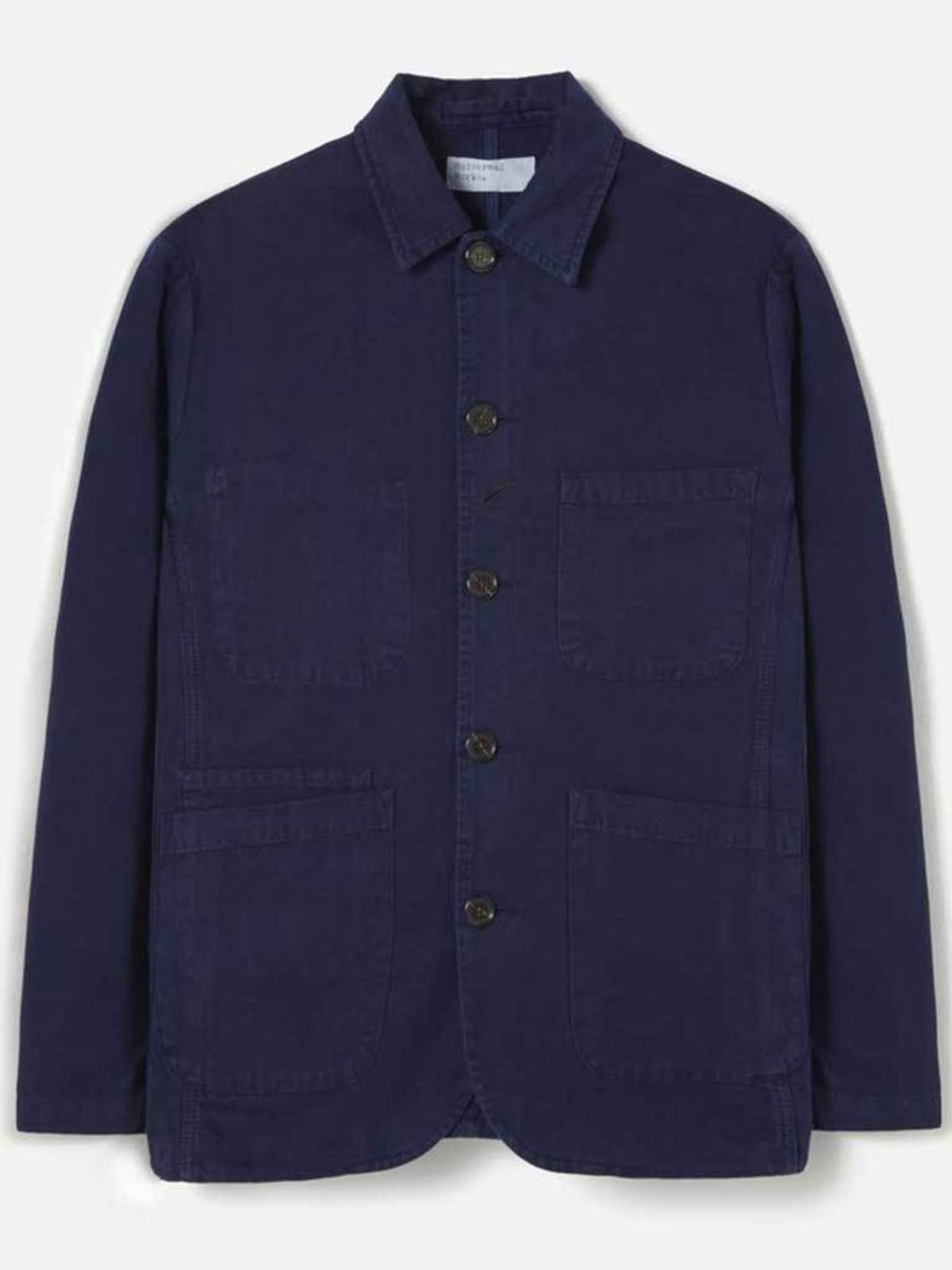 Universal Works Canvas Bakers Jacket - Navy | Garmentory