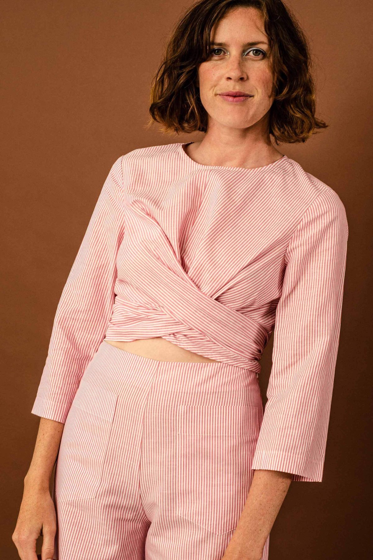 Penny Sage Posey Wrap Top - Berry Stripe | Garmentory