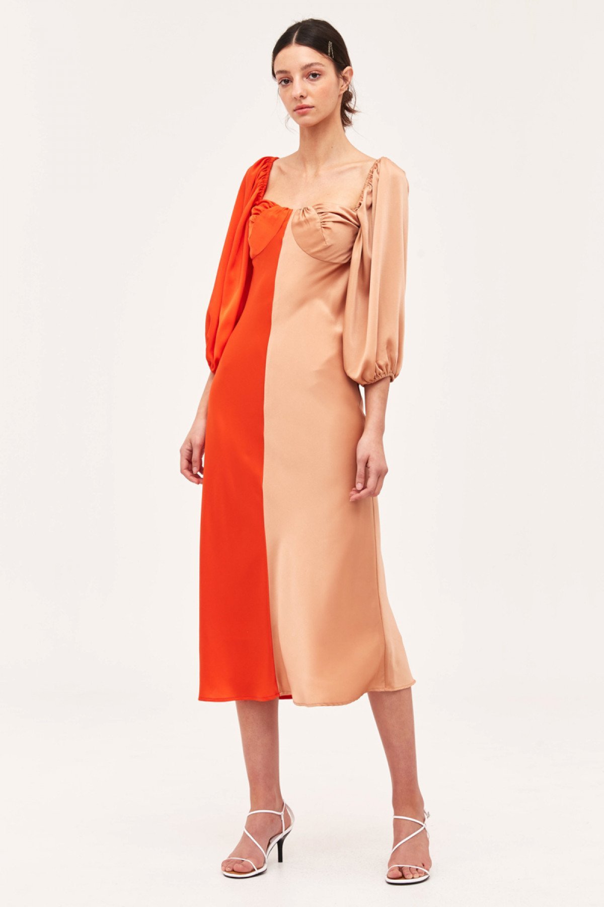 Cameo Thoughtful Dress - Vermilion/Tan | Garmentory