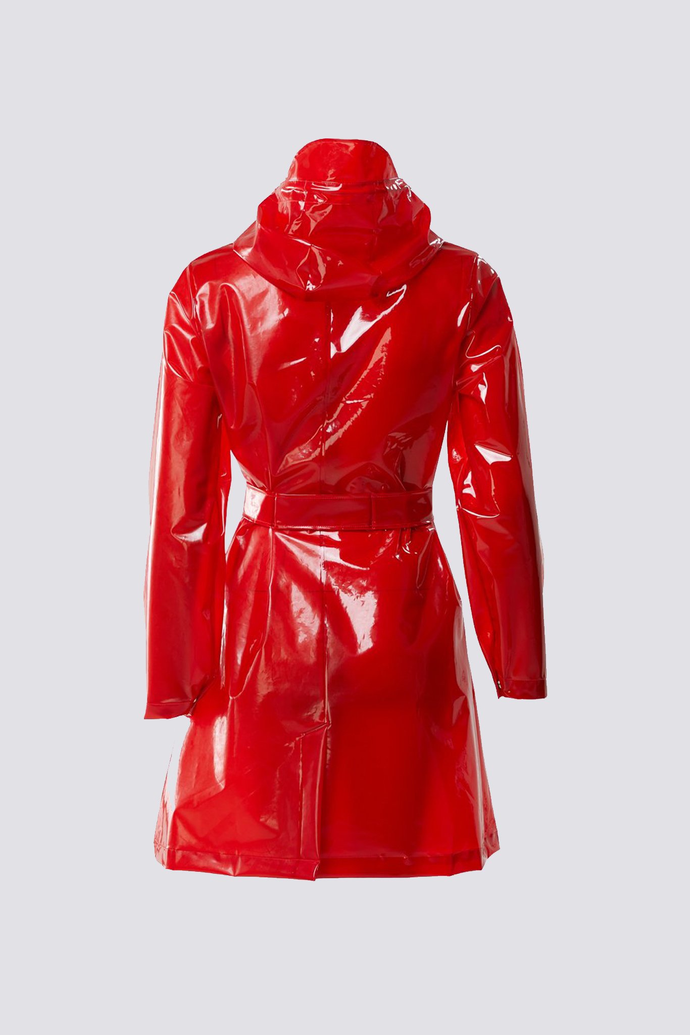 Rains Transparent Belt Jacket - Glossy Red | Garmentory