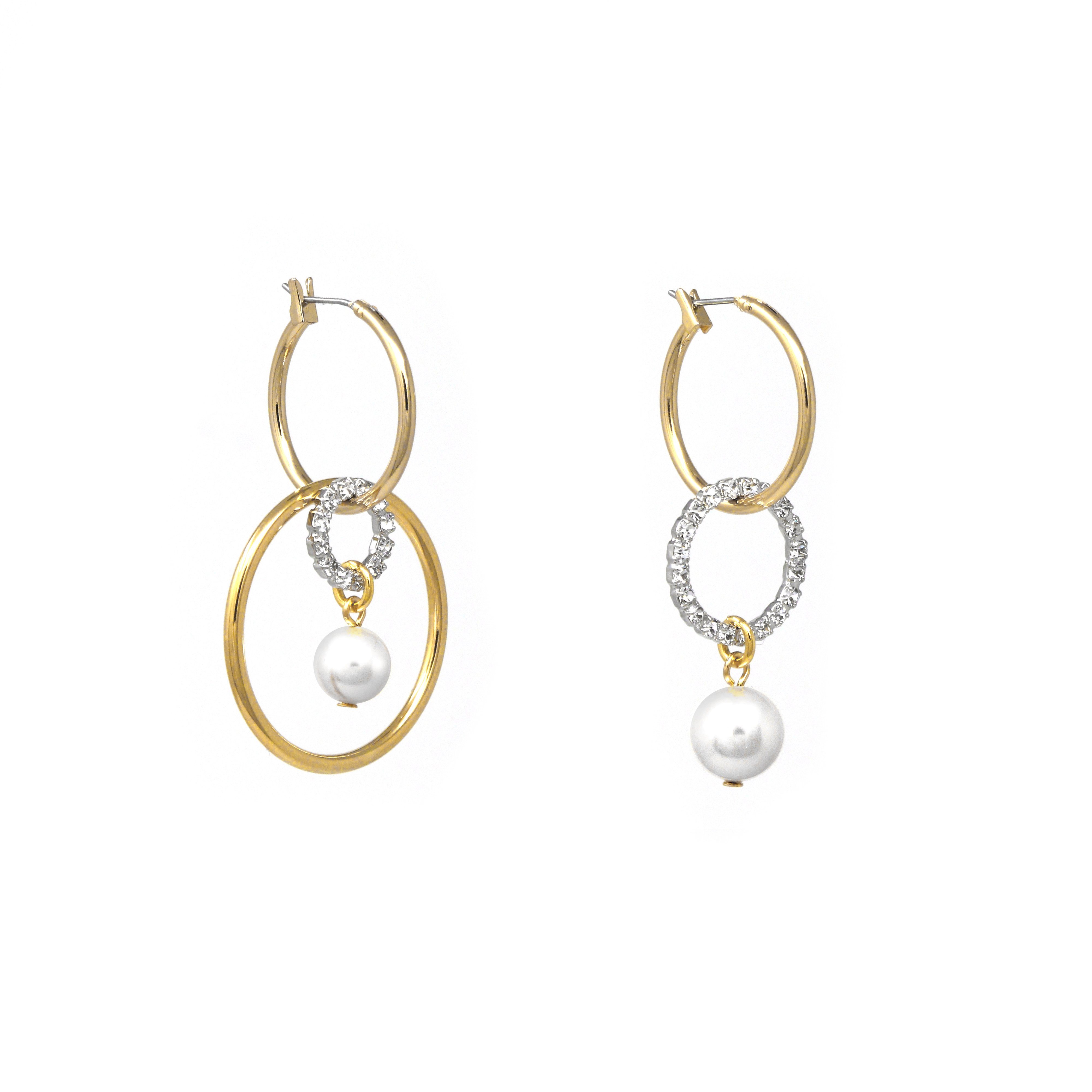 Joomi Lim Asymmetrical Hoop And Pearl Earrings W Crystal Hoop Garmentory