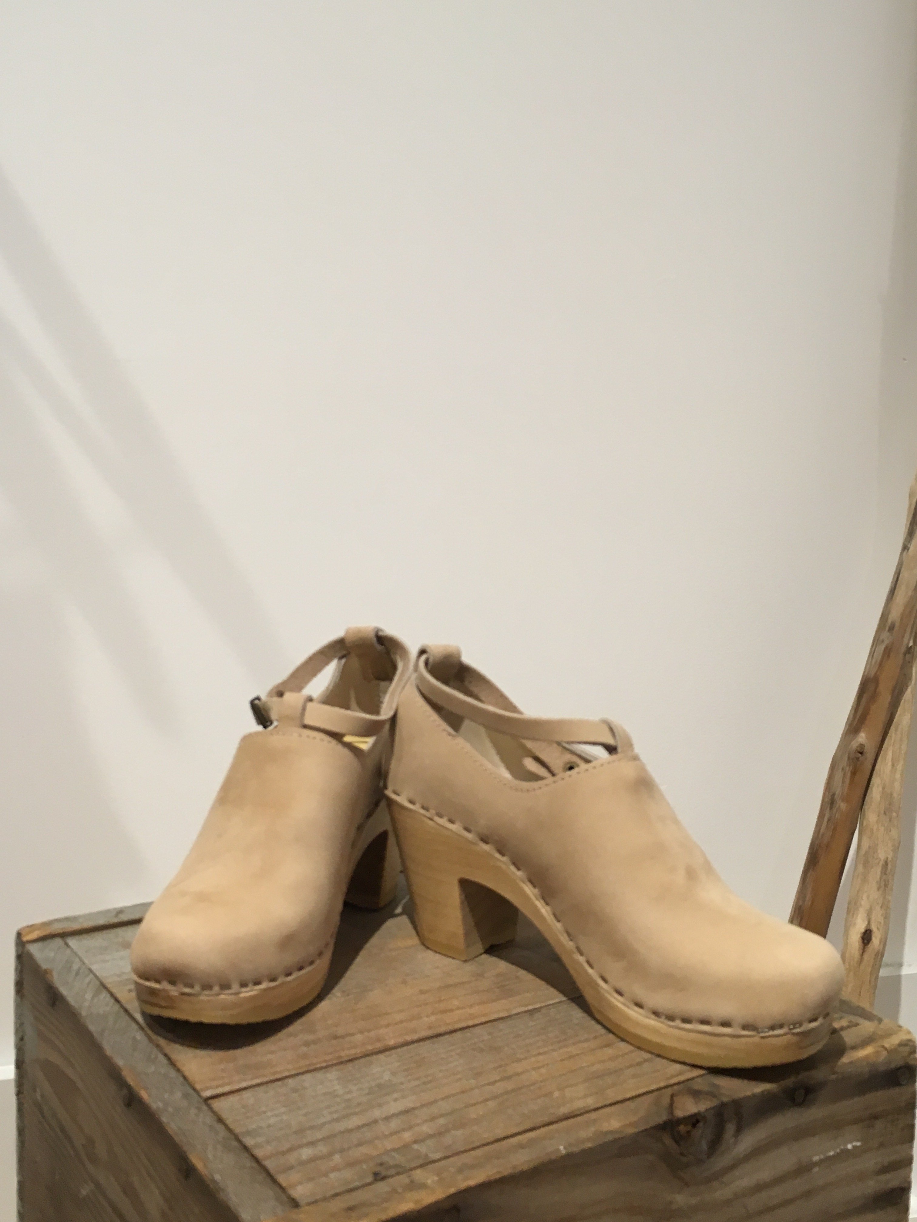 No. 6 Classic Strap Clog on High Heel - Bone | Garmentory