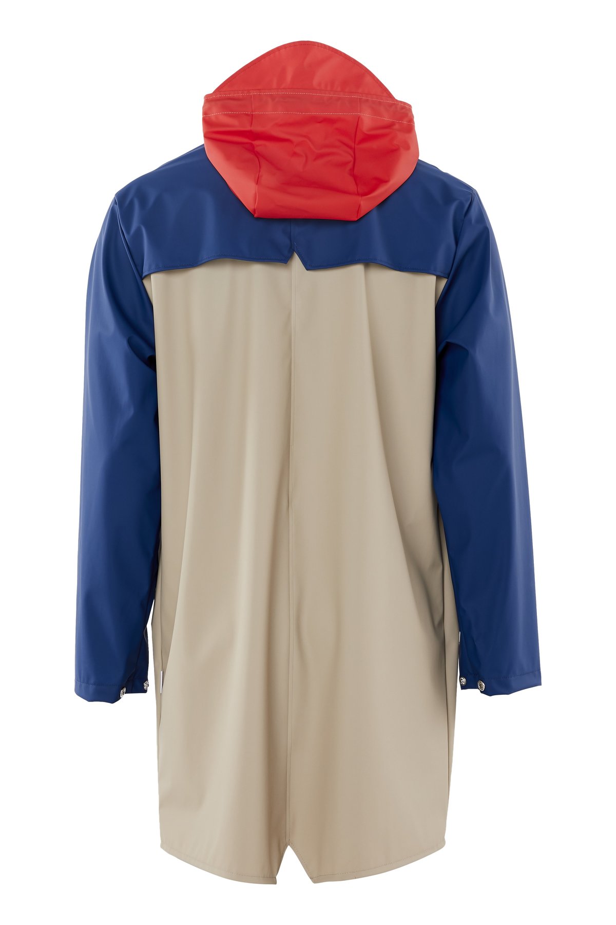 Rains Colour Block Long Jacket - Beige/True Blue | Garmentory