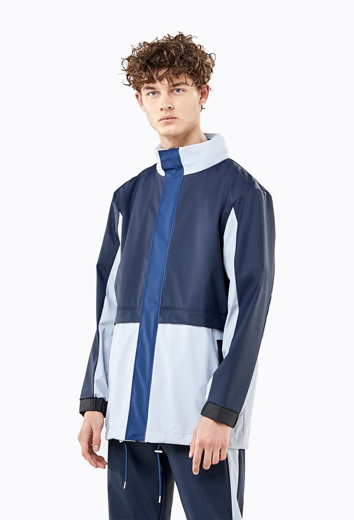 Rains Colour Block Tracksuit Jacket - Ice Grey/Blue | Garmentory