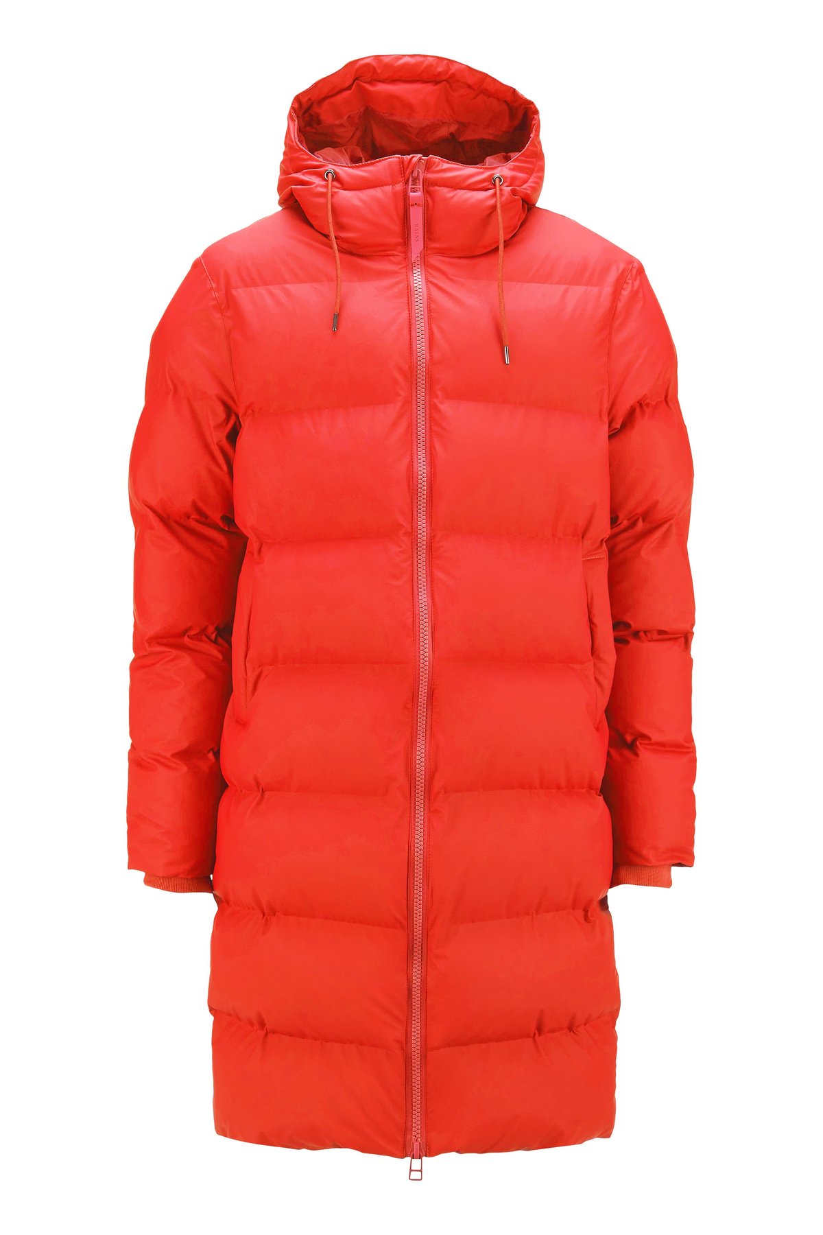 Rains Long Puffer Jacket - Red | Garmentory